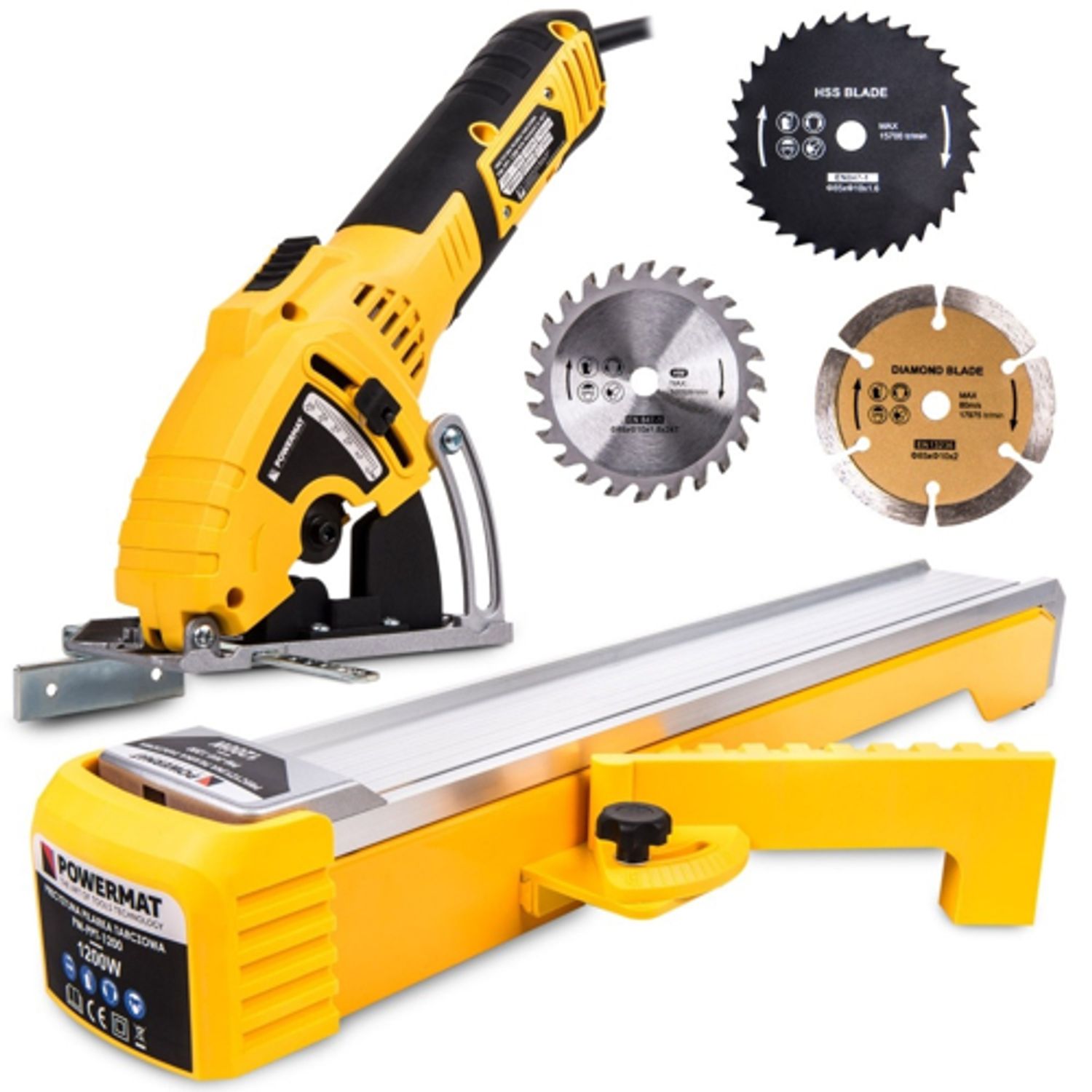 Powermat - Fierastrau circular de precizie 1200W + GHID, Powermat PM ...