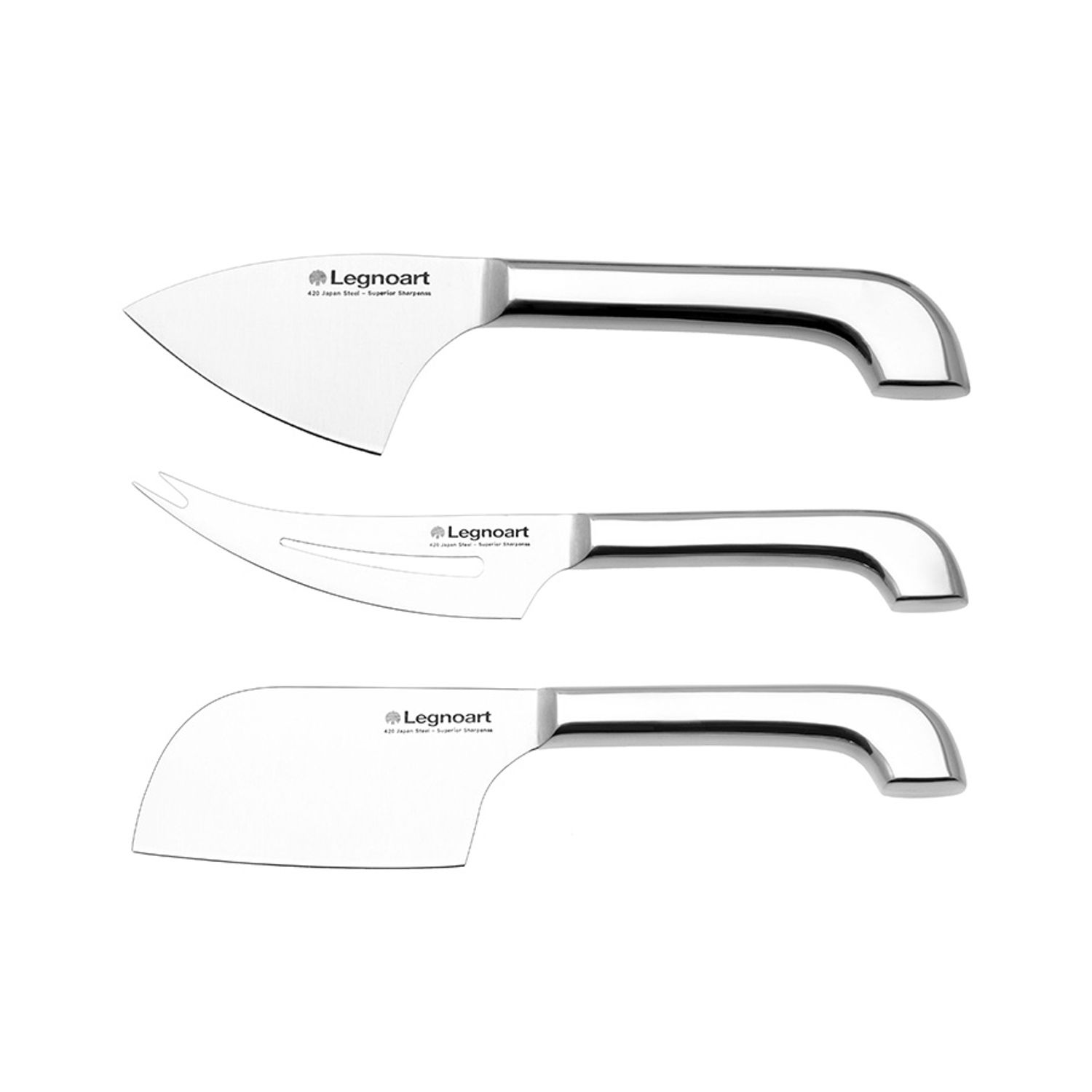 Legnoart - Set de 3 cutite pentru branza Legnoart, Polo, otel japonez ...
