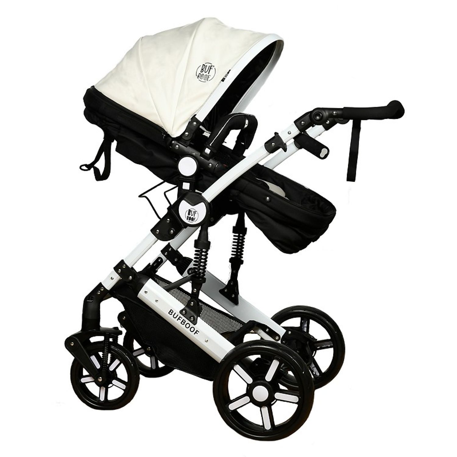 BUF BOOF - Carucior 2 in 1 reversibil X-2 Plus BUF BOOF Black and White ...