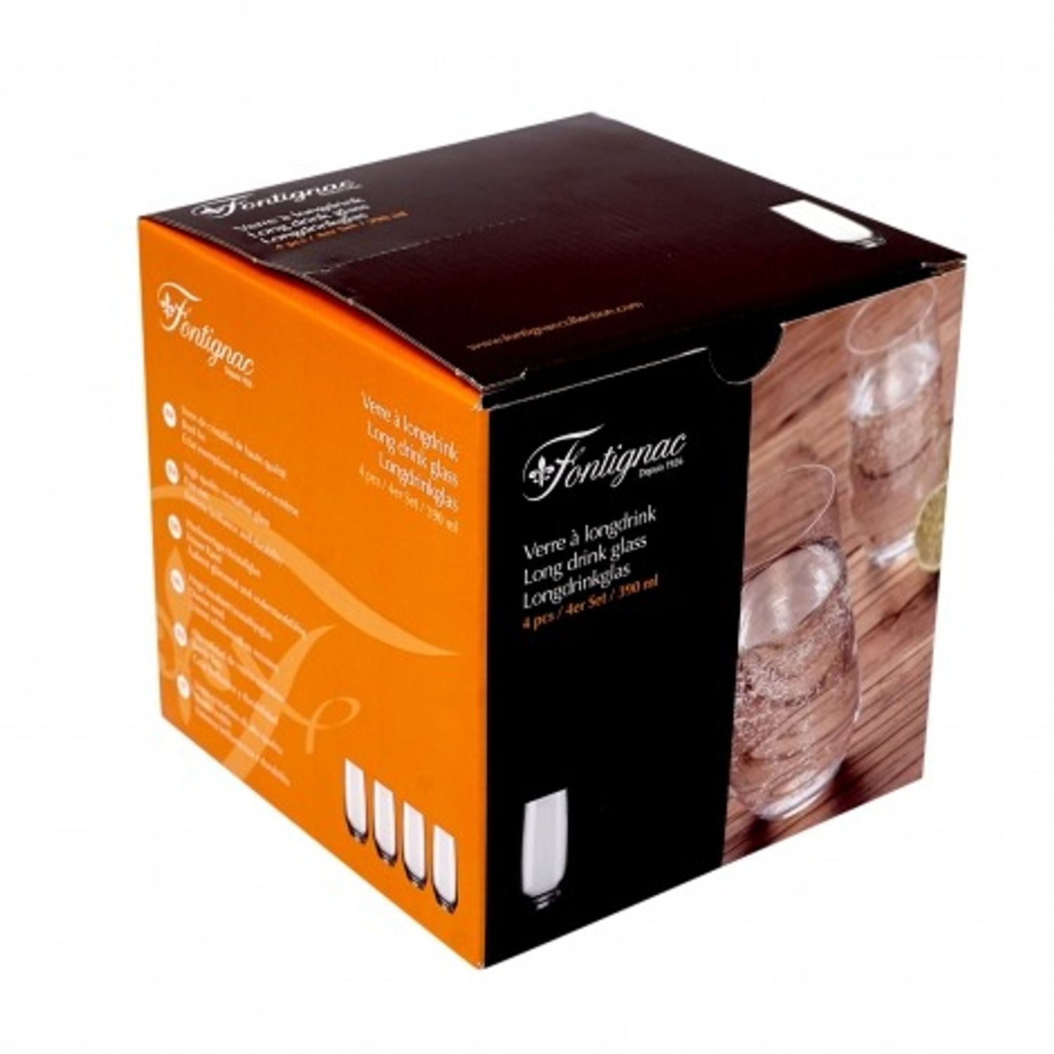 Fontignac - Set 4 pahare Fontignac, 390 ml, transparent - elefant.ro