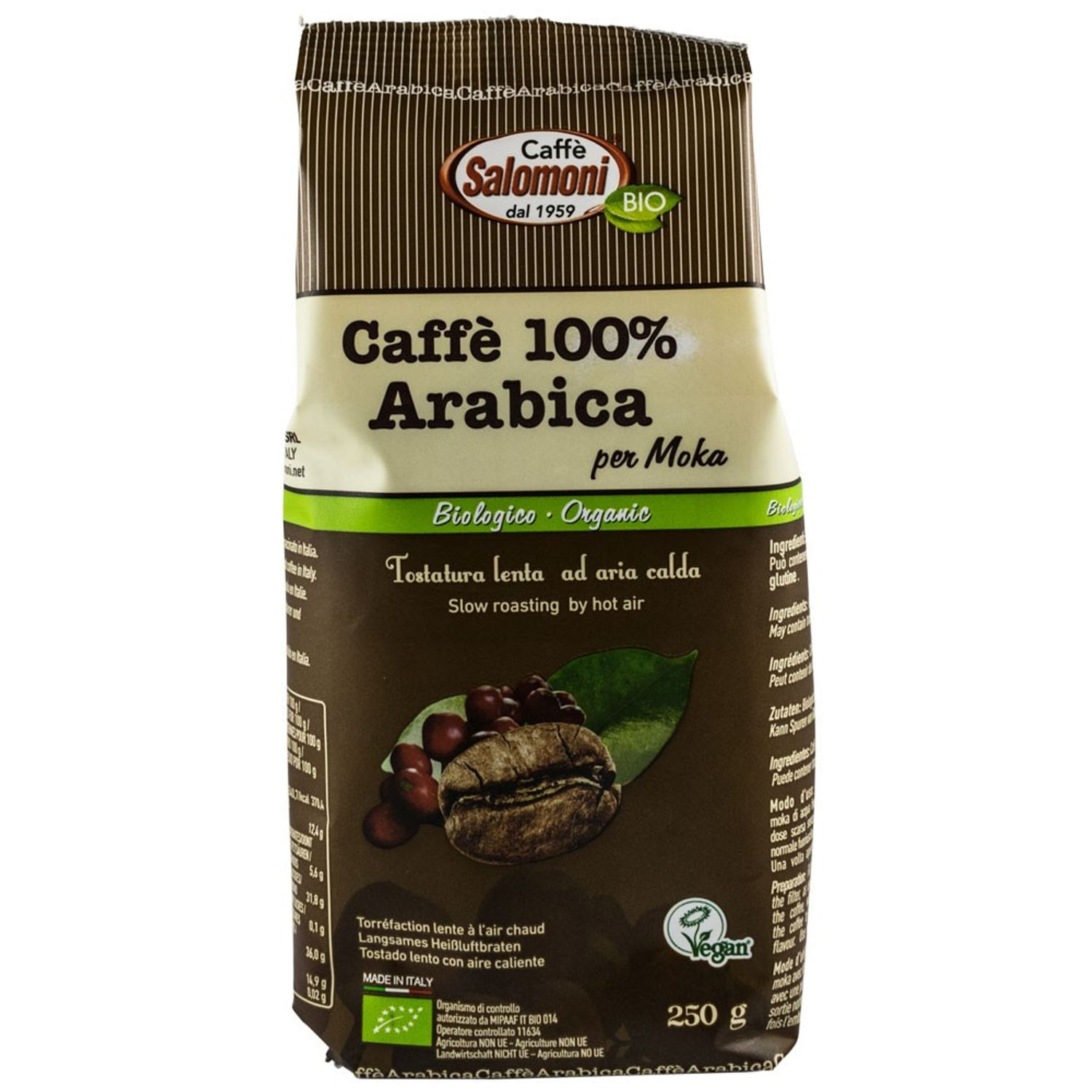 Caffe Salomoni - Cafea Bio 100% arabica, 250g salomoni - elefant.ro