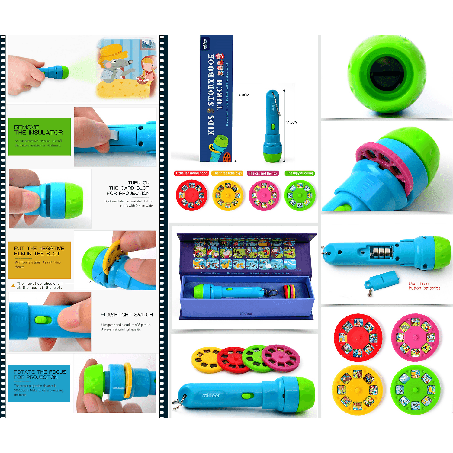 Mideer - Proiector tip lanterna cu 4 povesti Mideer MD1024 - elefant.ro