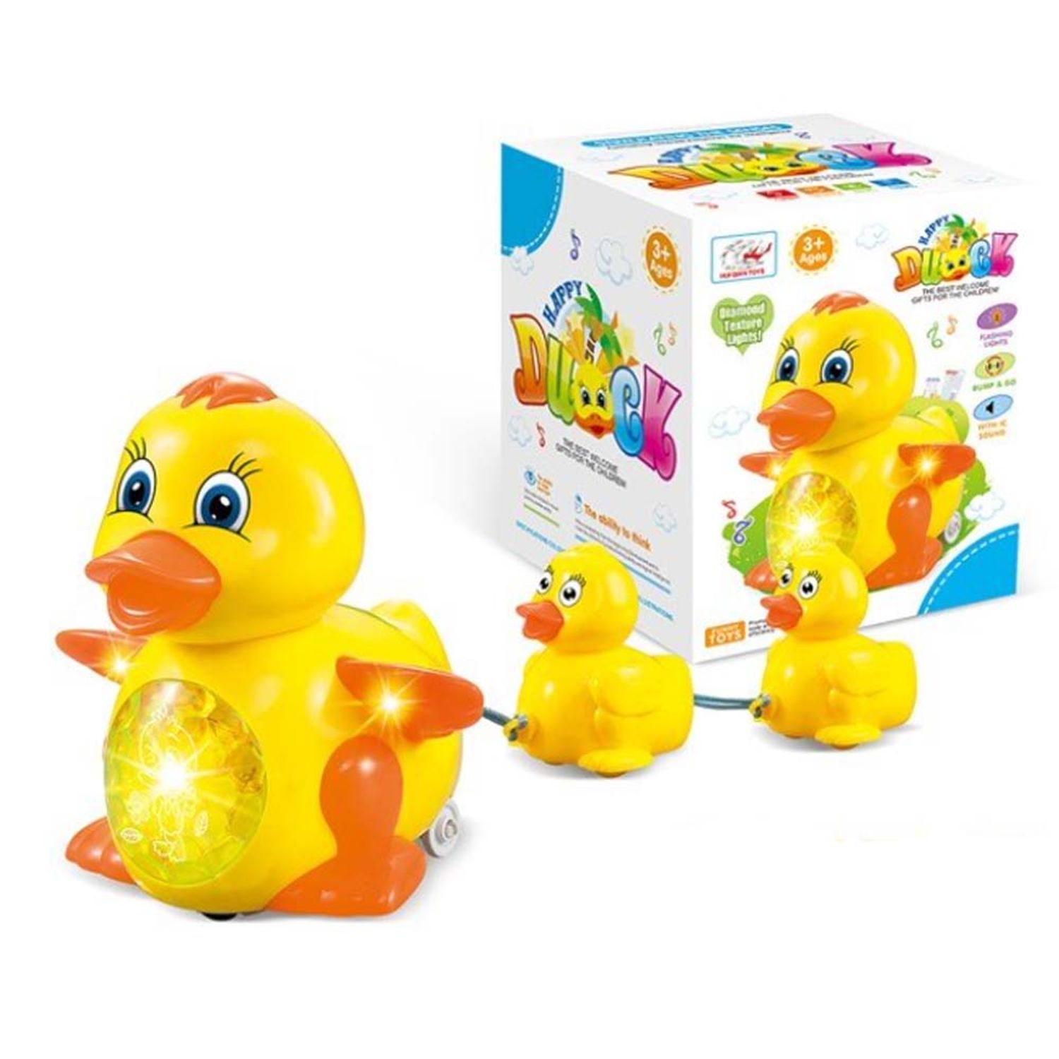 OEM - Jucarie interactiva, ratusca cu doi boboci, muzica si lumini, RT ...