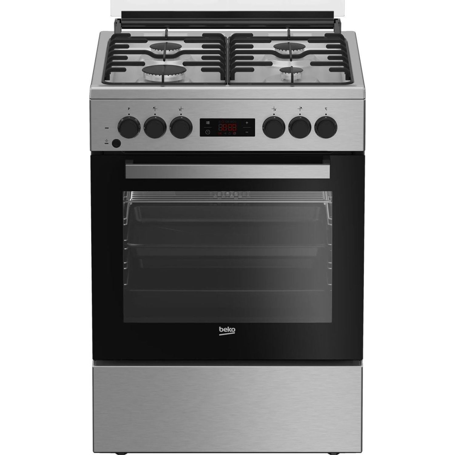 Beko - Aragaz Beko FSM62320TXD, Mixt, 4 arzatoare gaz, 8 functii gatire cuptor, Grill electric ...