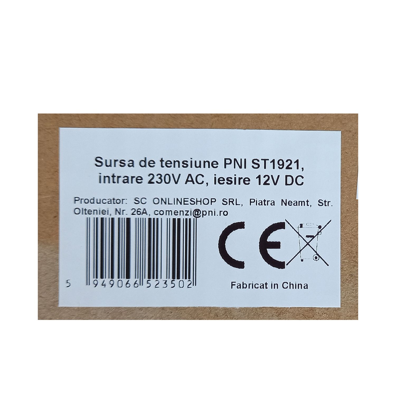 PNI - Sursa de tensiune PNI ST1921, intrare 230V AC, iesire 12V DC, 3A ...