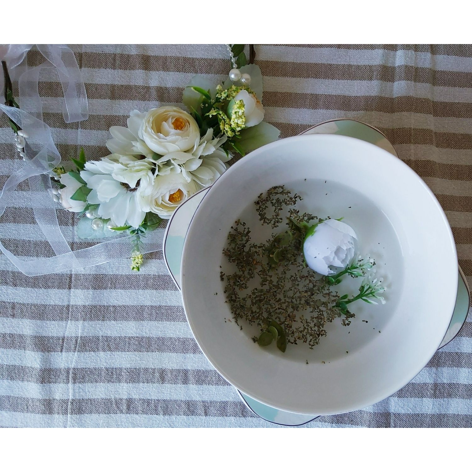 OEM - Set supiera, boluri si farfurii, 14 piese, portelan, model floral ...