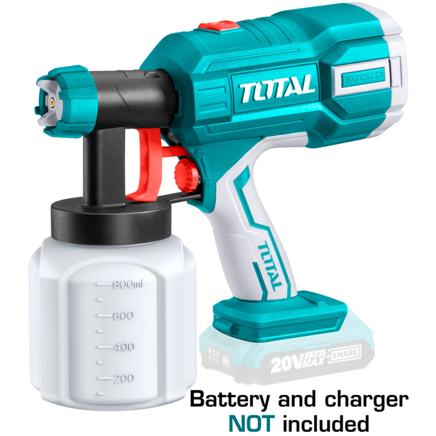TOTAL - Pistol de vopsit TOTAL - 800ml, 20V - nu include acumulator si ...