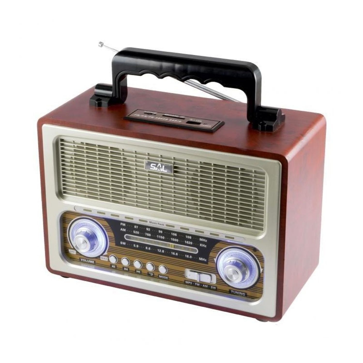SAL - Boxa radio portabila retro, Sal RRT3B, bluetooth, 6W, USB, 3 ...