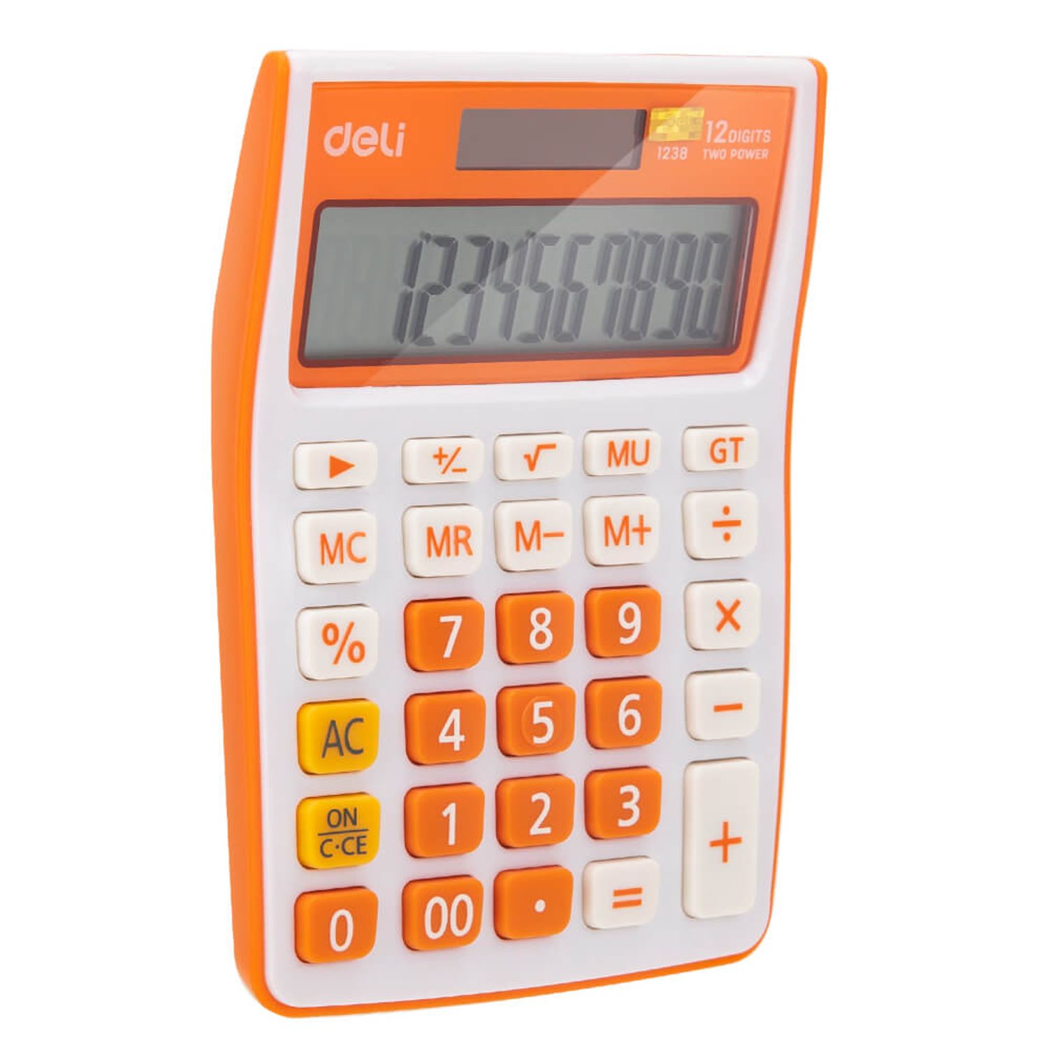 Deli - Calculator de Birou Deli 1238, 12 Digits, Alb/Portocaliu ...