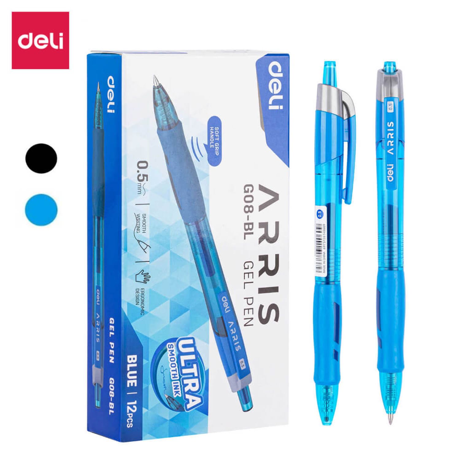 Deli - Cutie 12 Pixuri cu Gel DELI Arris, Varf Retractabil, 0.5 mm ...