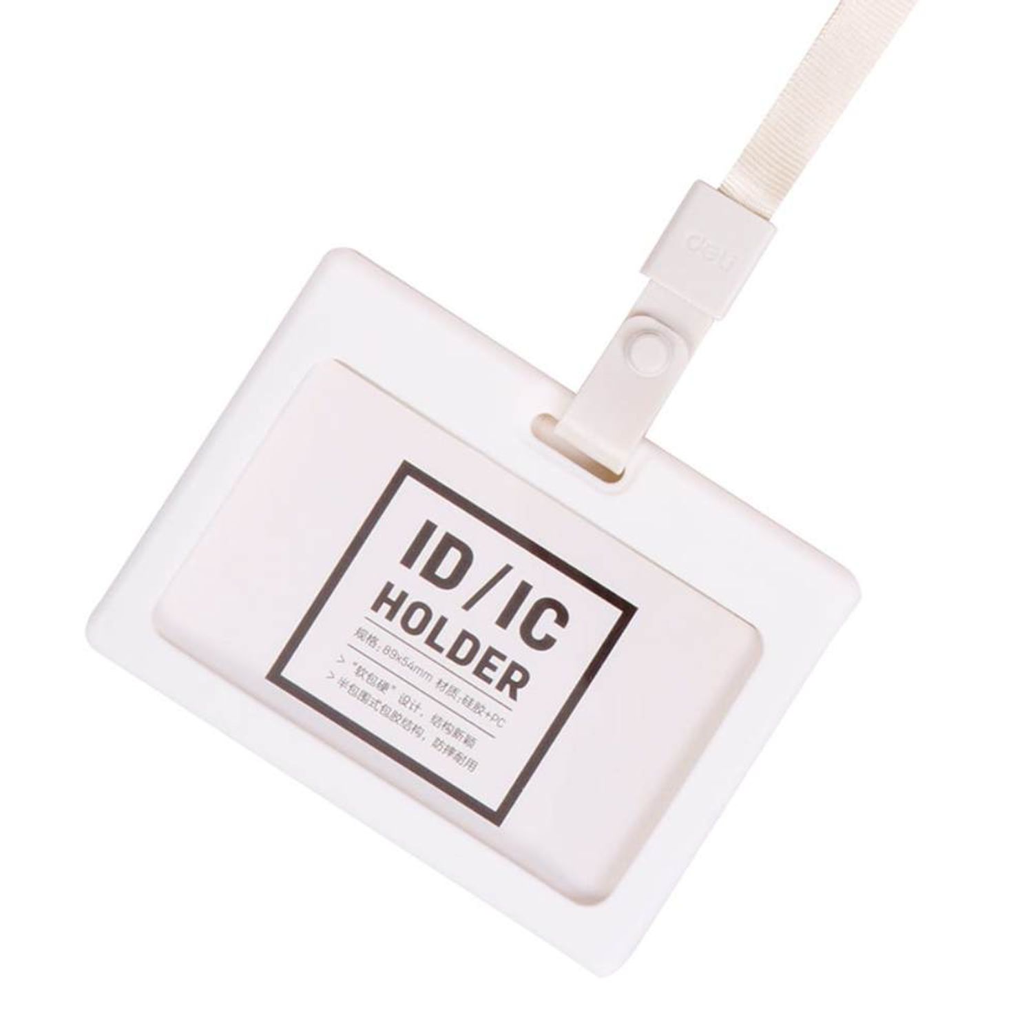 Deli - Ecuson Orizontal din Silicon pentru Carduri Deli, 90x54 mm, Alb ...