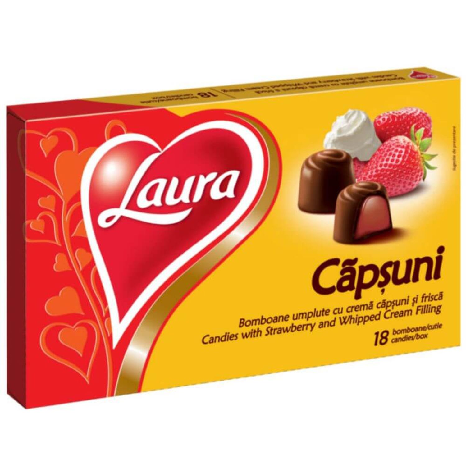 Laura - Bomboane cu Crema de Capsuni si Frisca Laura, 140 g - elefant.ro