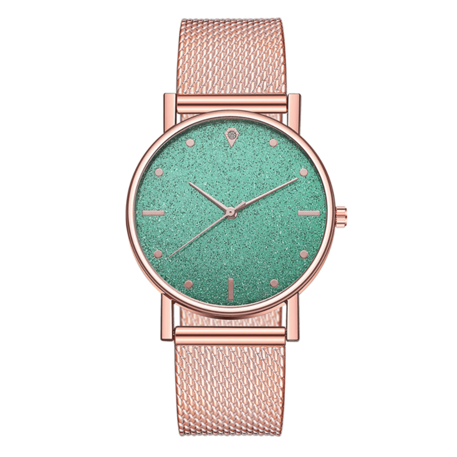 CRT - Ceas dama Cadran verde Curea din silicon aurie - elefant.ro