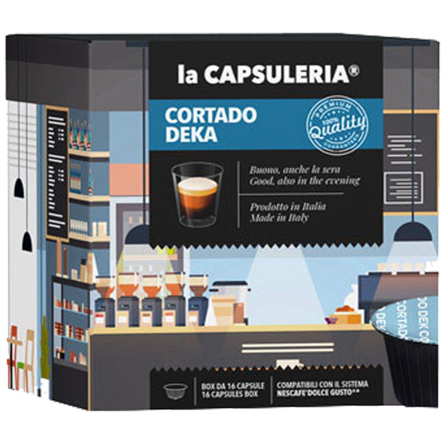 La Capsuleria - Set 96 capsule Cortado Deka, compatibile Nescafe Dolce ...