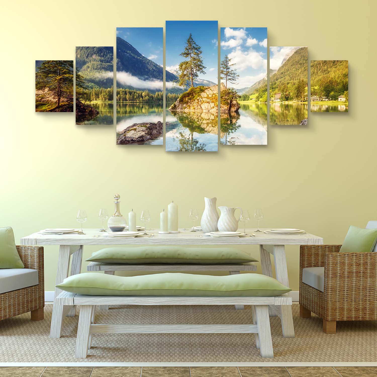 Startonight - Set Tablou DualView Startonight Rau la Munte, 7 piese, luminos in intuneric, 100 x ...