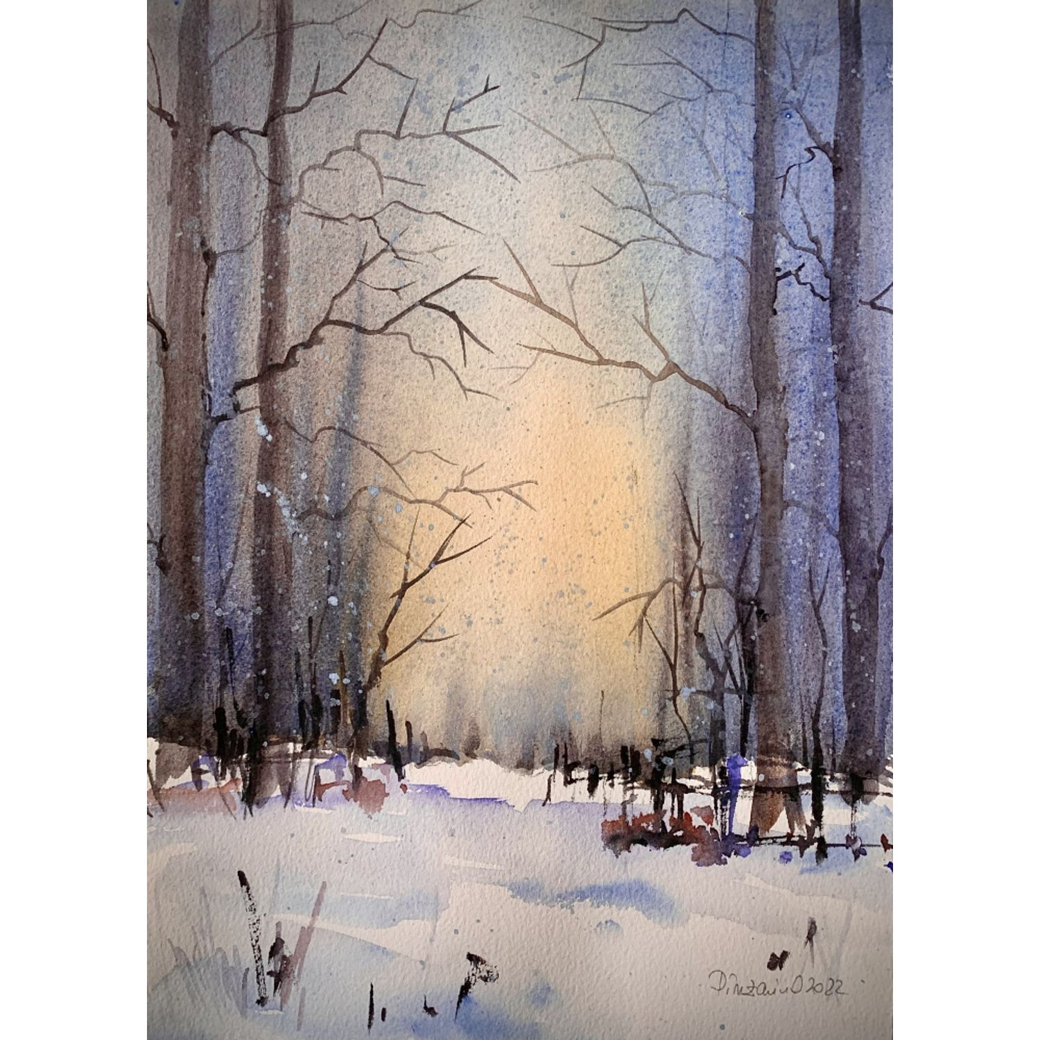 Pictura Hobby - Pictura in acuarela Apus de soare - tablou pictat ...