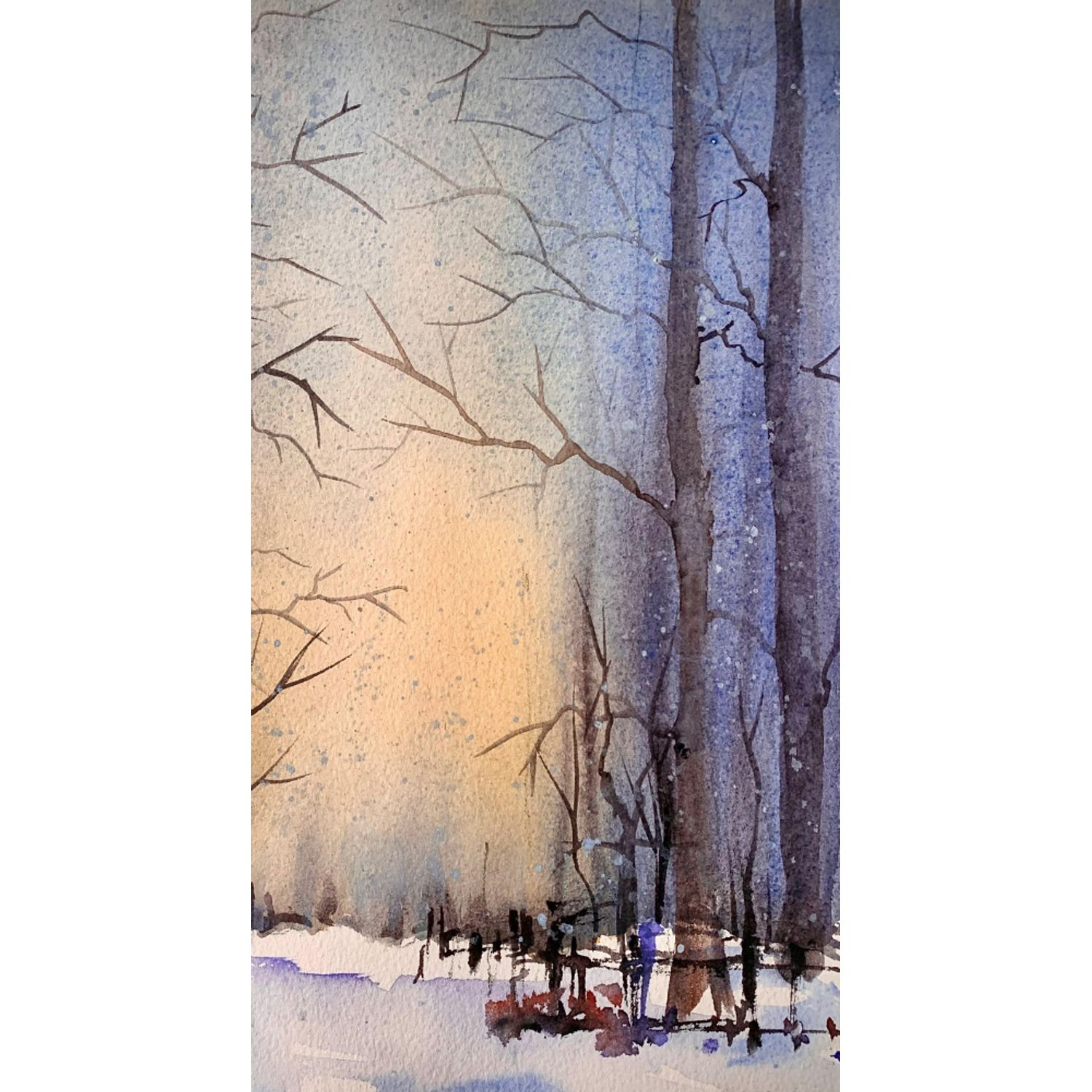 Pictura Hobby - Pictura in acuarela Apus de soare - tablou pictat ...