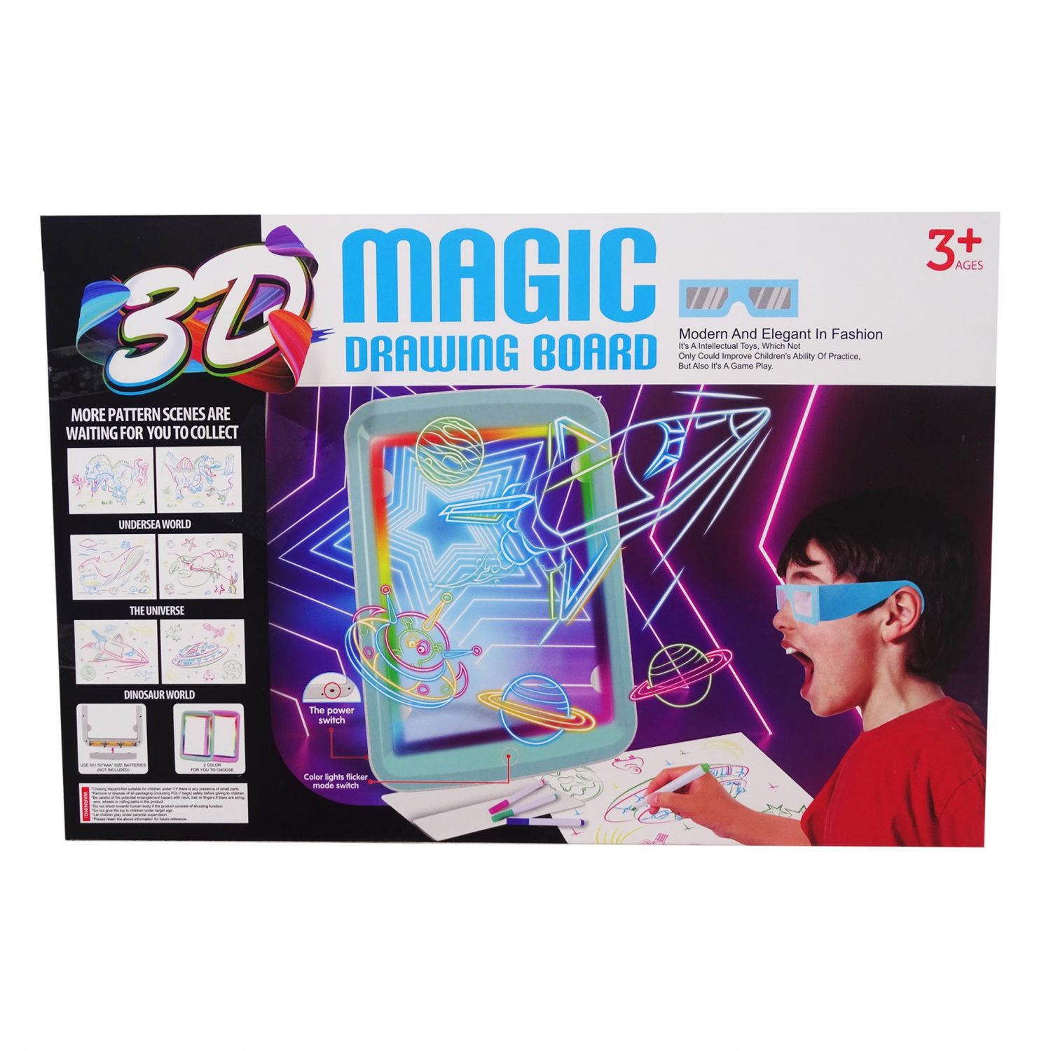 Salamandra Kids - Tabla de Scris si Desenat pentru Copii cu Lumini, Magic Drawing Board - elefant.ro