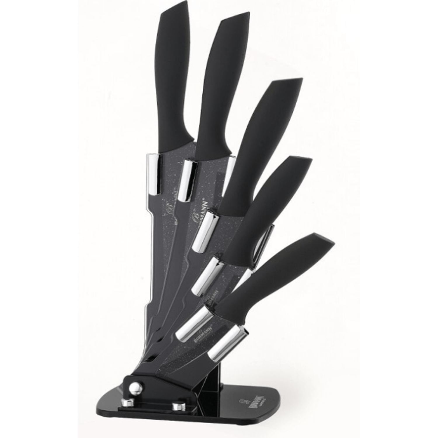 Bohmann - Set de 5 cutite din inox cu suport acrilic si manere soft ...