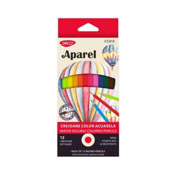 Set 12 Creioane Colorate Daco Aparel, Diverse Culori - Shop Clopotel.ro
