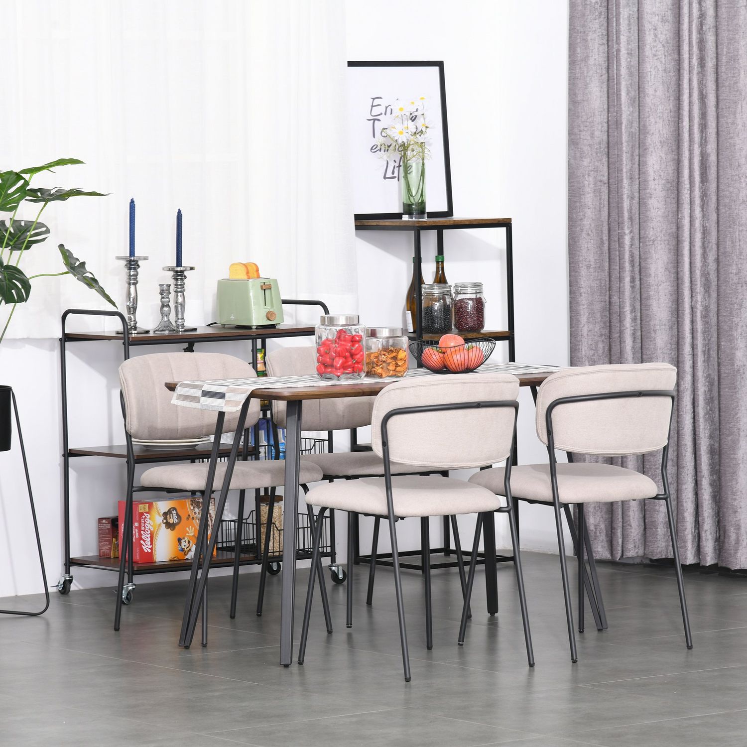 HOMCOM - HOMCOM Set de 4 Scaune moderne Capitonate si Stivuibile, din ...