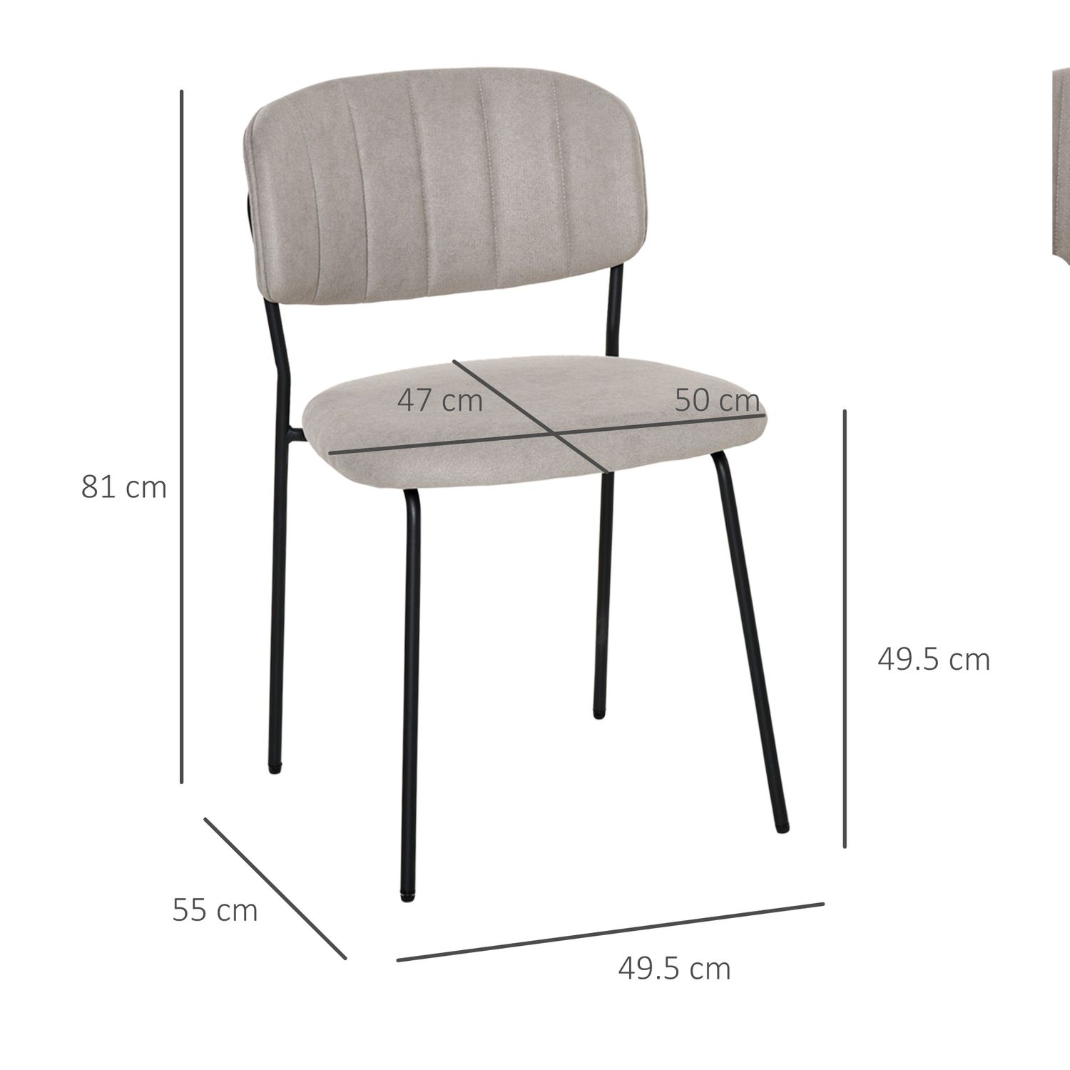 HOMCOM - HOMCOM Set de 4 Scaune moderne Capitonate si Stivuibile, din ...
