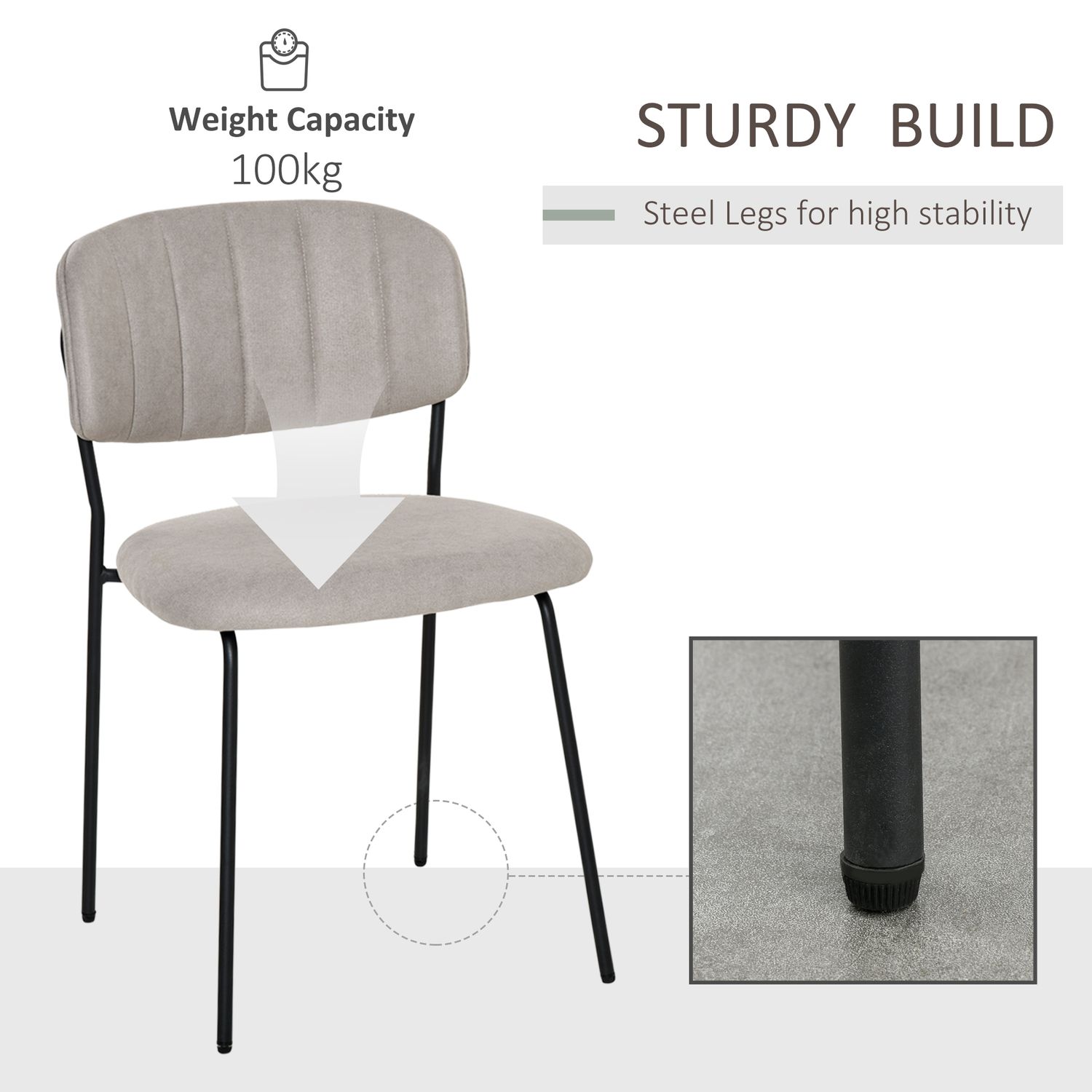 HOMCOM - HOMCOM Set de 4 Scaune moderne Capitonate si Stivuibile, din ...