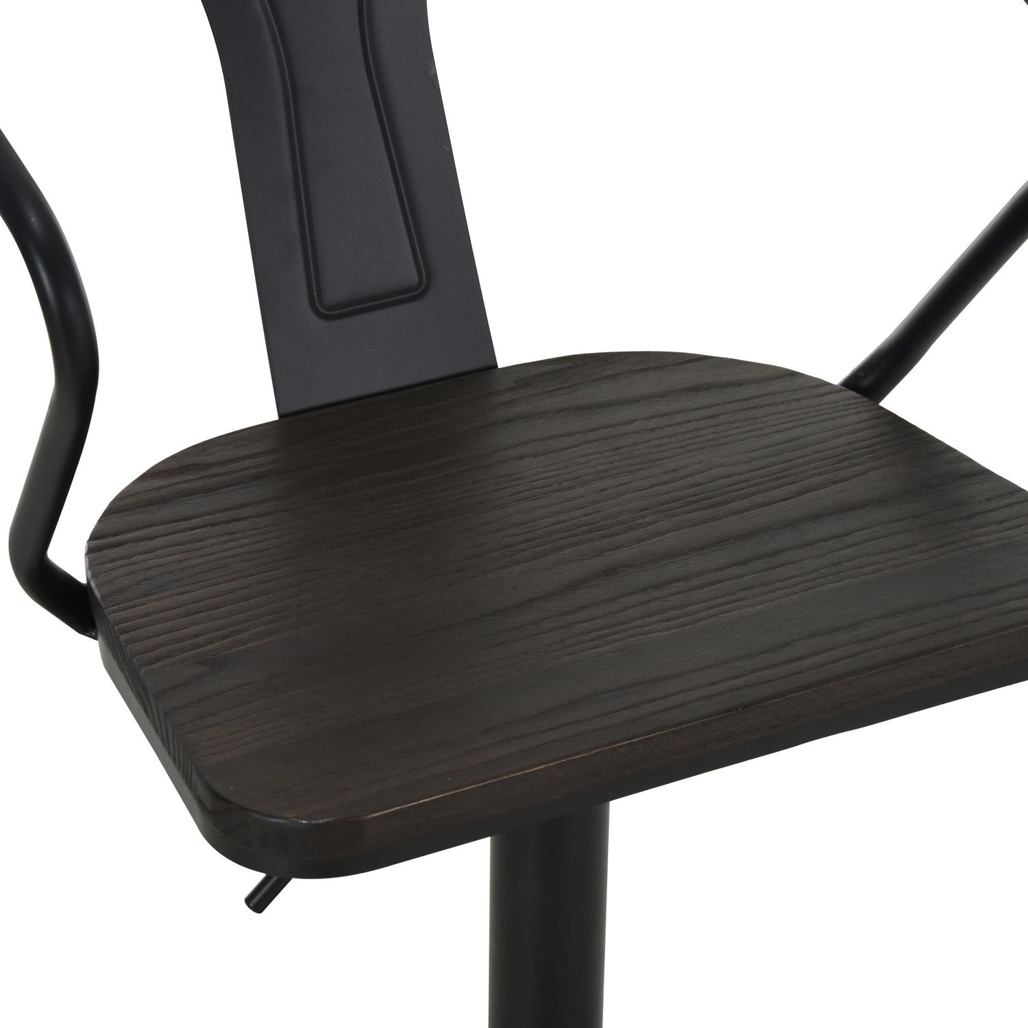 HOMCOM - Homcom Set 2 scaune de Bar Pivotante din Otel Negru si Lemn cu ...