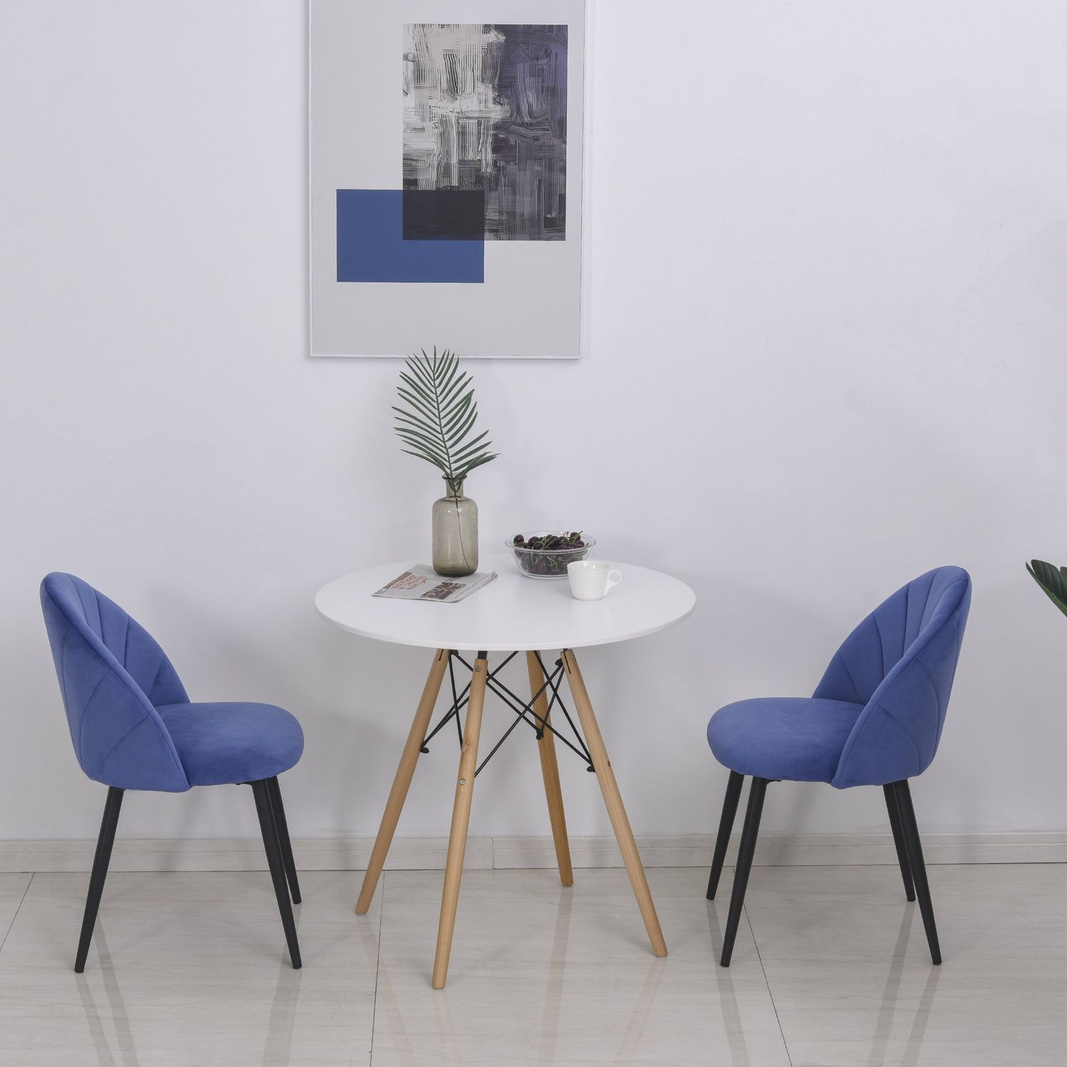 HOMCOM - HOMCOM Set de 2 Scaune de Masa tapitate fara cotiere, spatar ...