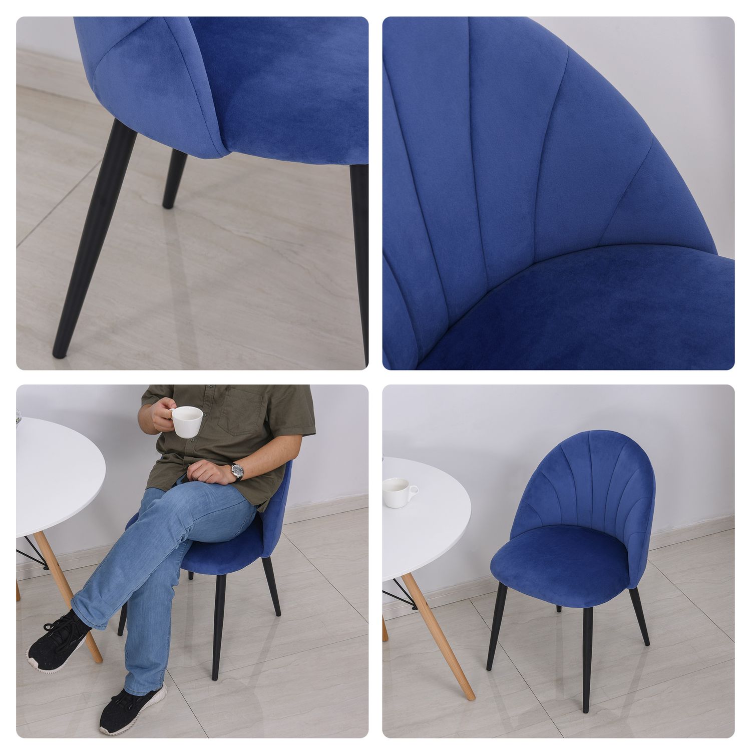 HOMCOM - HOMCOM Set de 2 Scaune de Masa tapitate fara cotiere, spatar ...