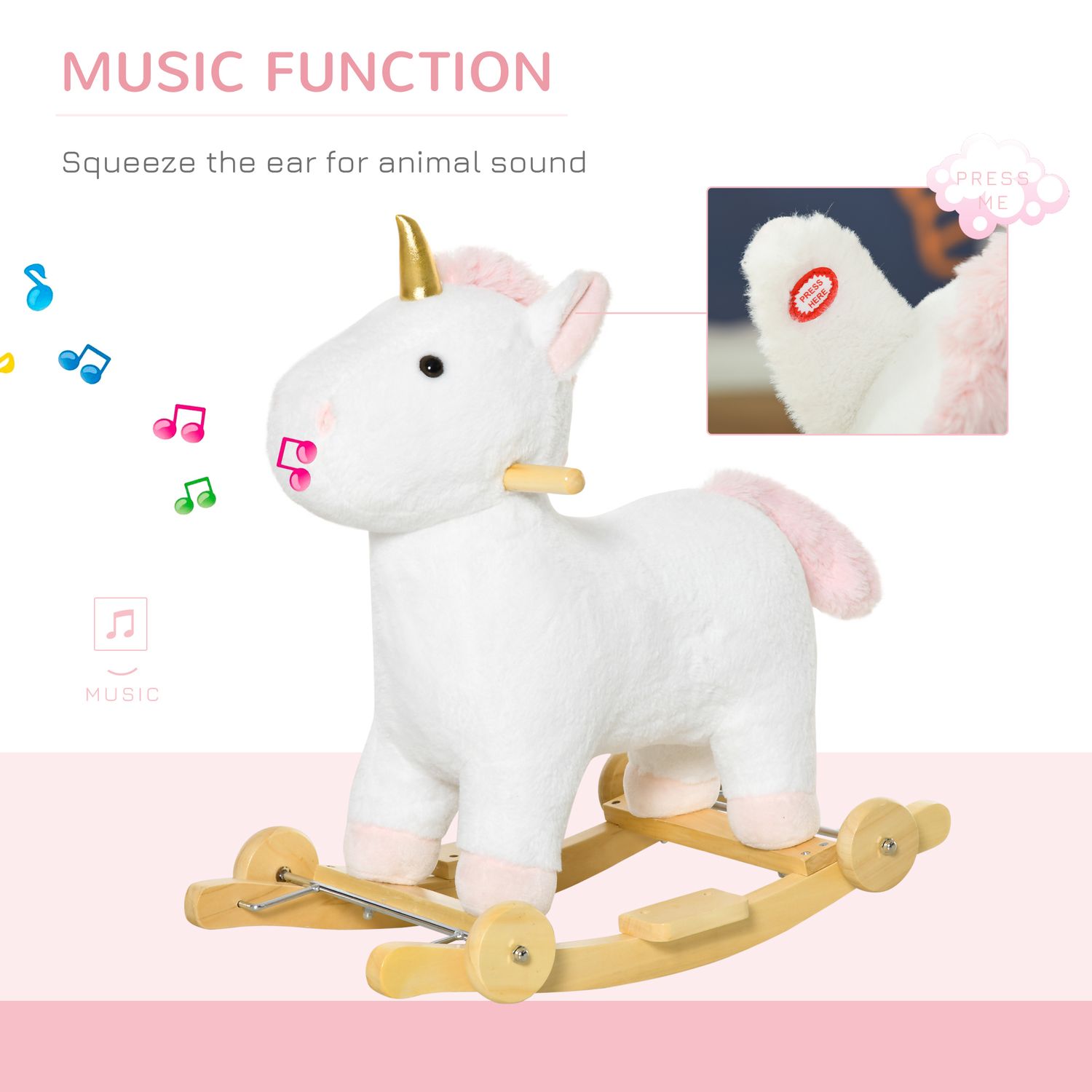 HOMCOM - HOMCOM Cal tip Balansoar 2 in 1 Unicorn cu Roti Sunete si ...