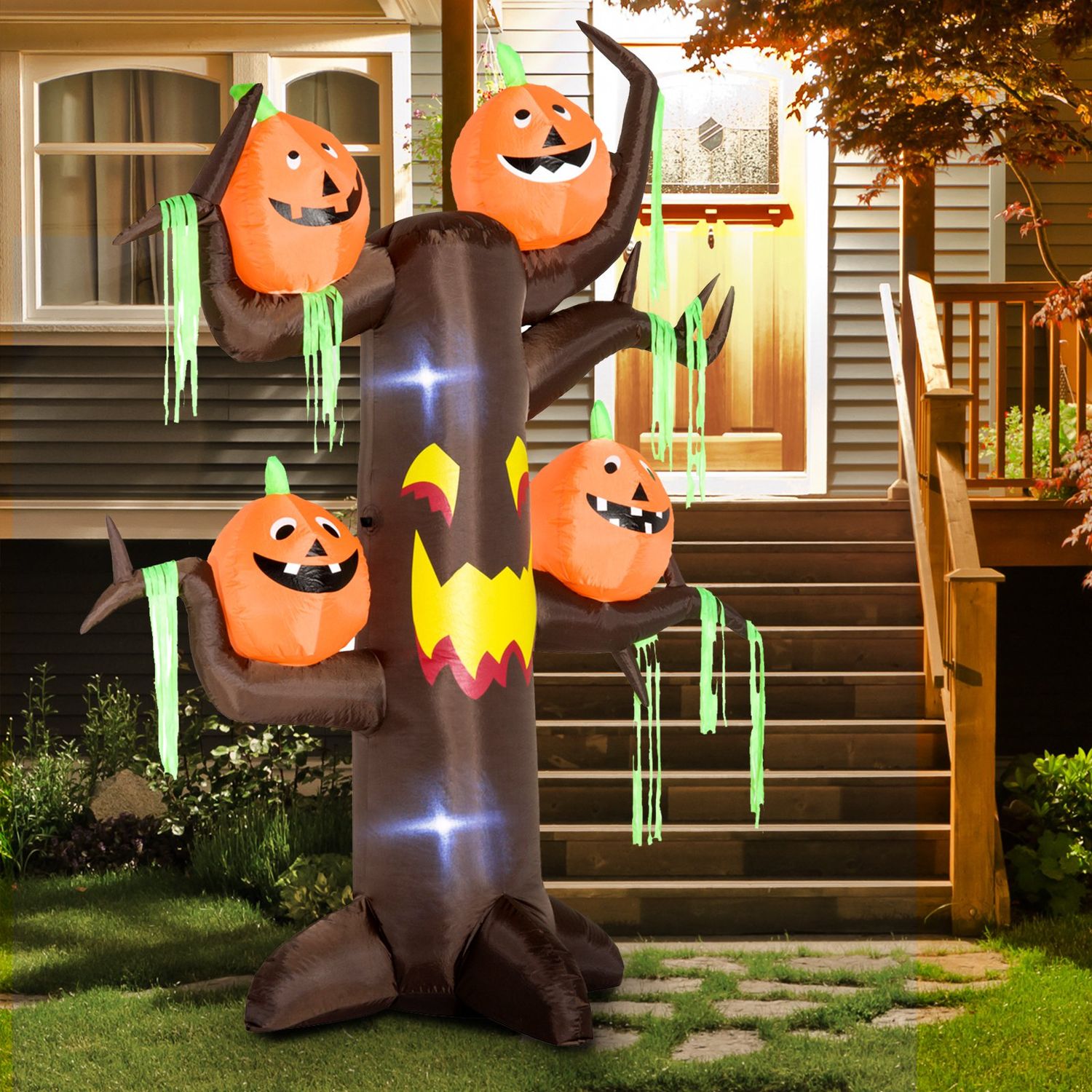 HOMCOM - Homcom Gonflabil pentru Halloween cu Forma de Copac Infestat ...
