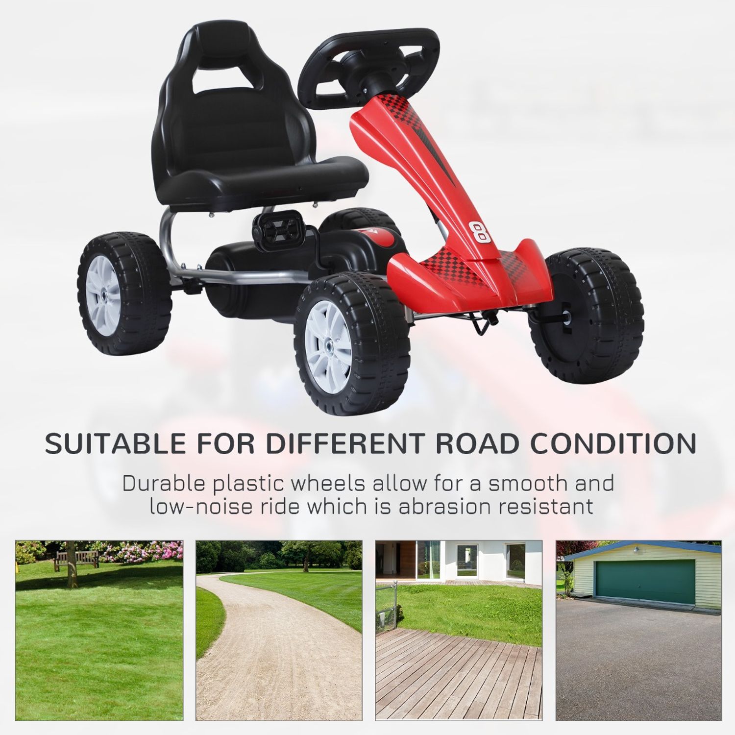 HOMCOM - Homcom Go Kart cu Pedale pentru Copii 3-8 Ani, Rosu - elefant.ro