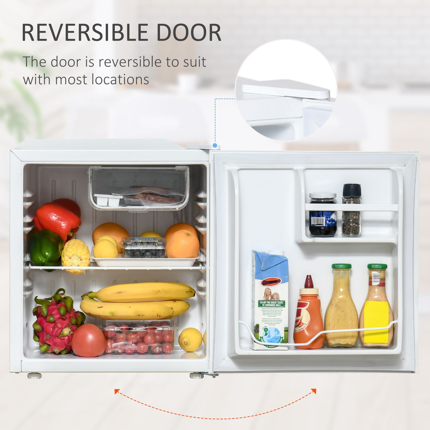 HOMCOM - HomCom frigider mini bar, raft detasabil, 44,5x46,5x49,8cm ...