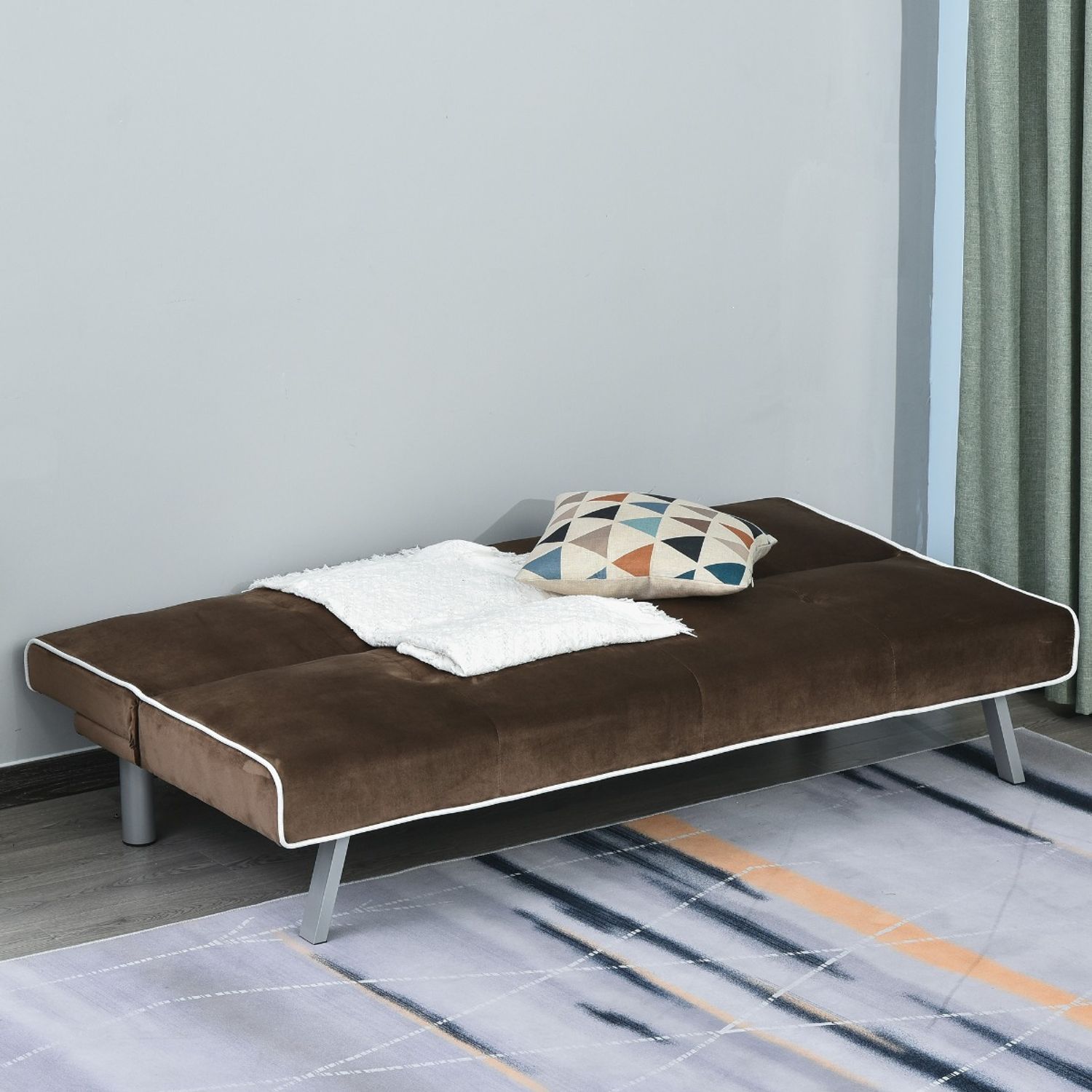 HOMCOM - Homcom Canapea extensibila Rabatabila cu Structura din Lemn ...