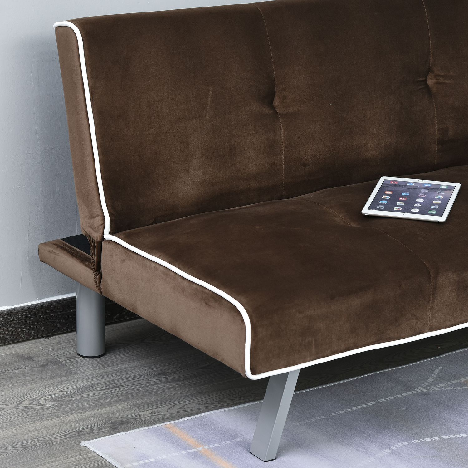 HOMCOM - Homcom Canapea extensibila Rabatabila cu Structura din Lemn ...