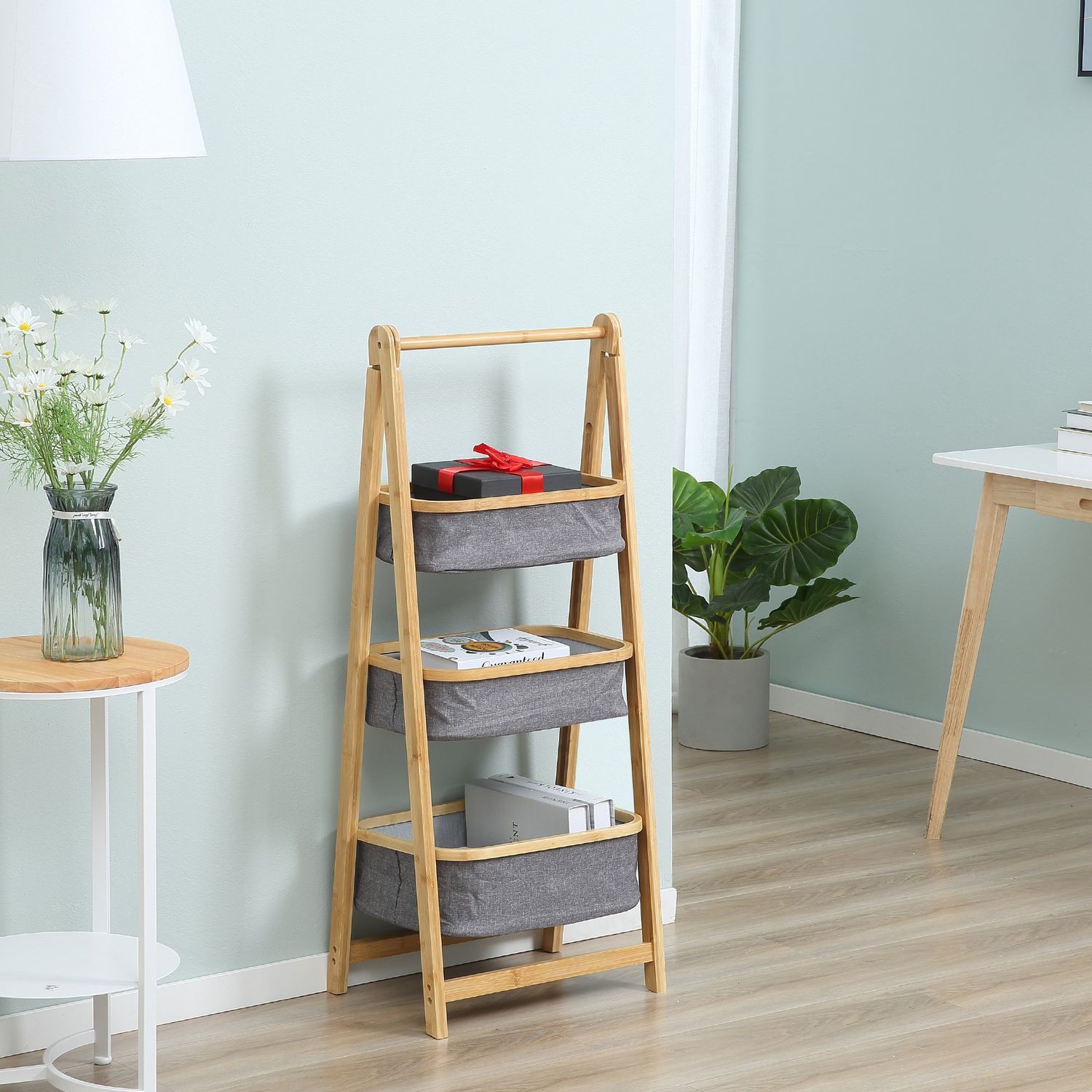 HOMCOM - HOMCOM Mobilier Baie Pliabil cu 3 Sertare din Bambus si ...