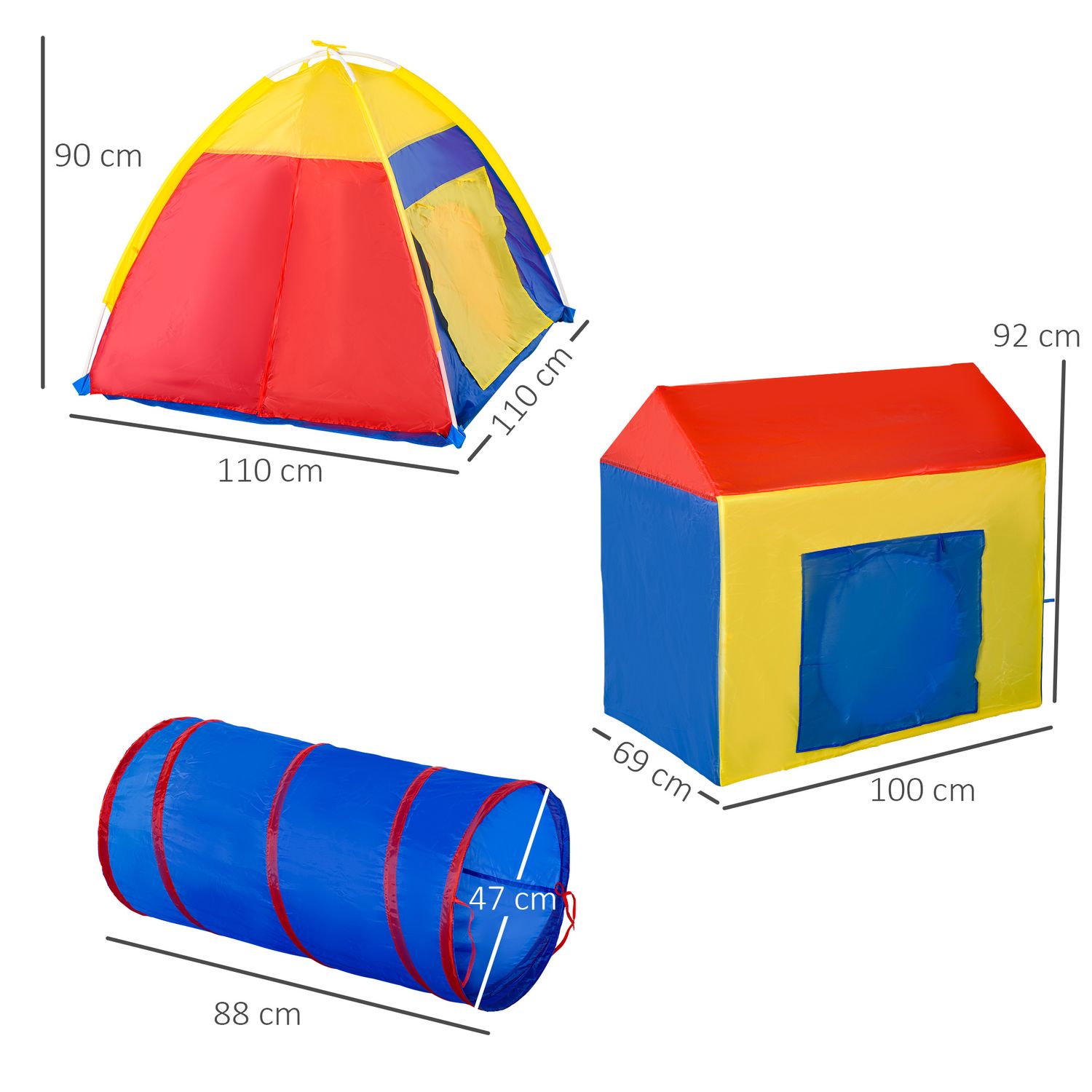 HOMCOM - HOMCOM Cort de Joaca 6 in 1 pentru 2-4 Copii cu Tunel Pliabil ...