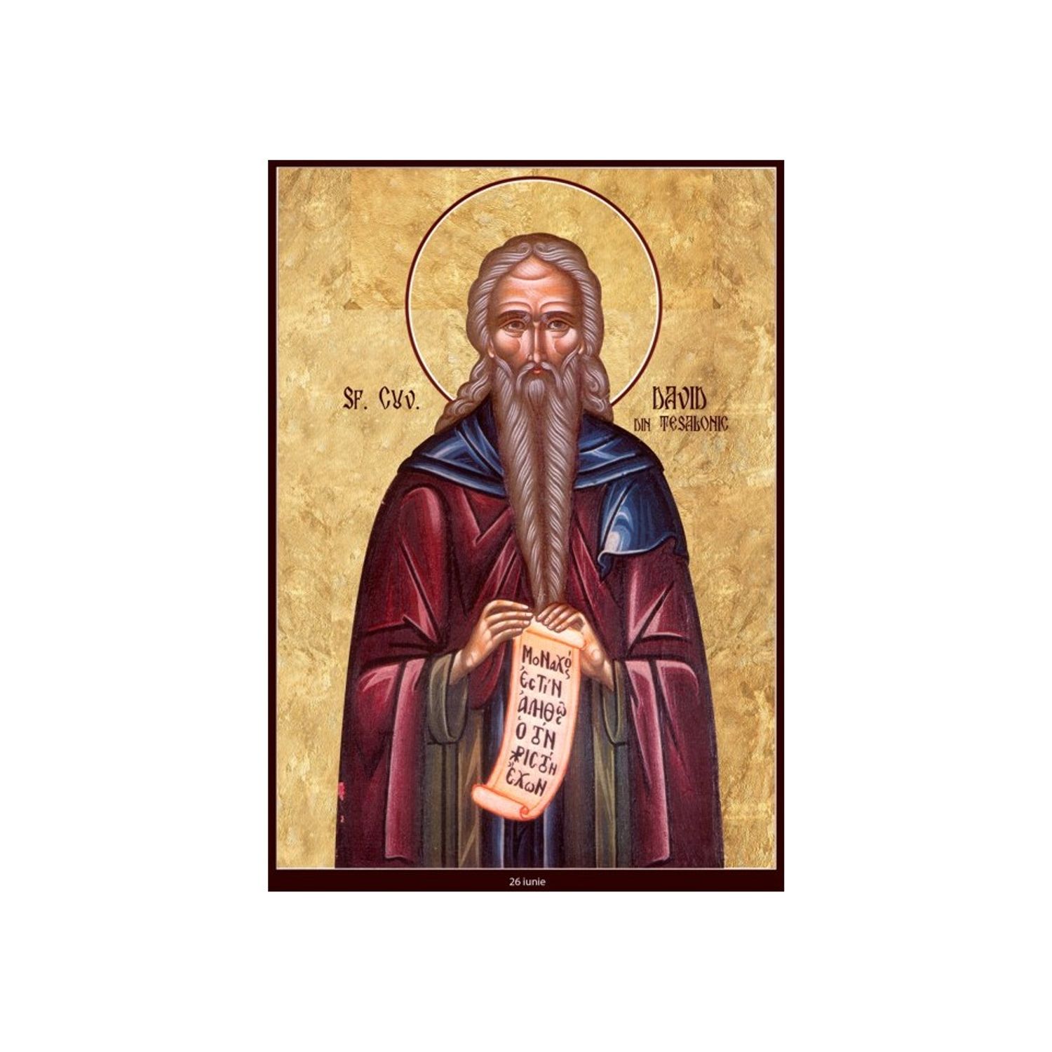 Sfintele Icoane - Icoana Sfantul Cuvios David din Tesalonic, cu rama si ...