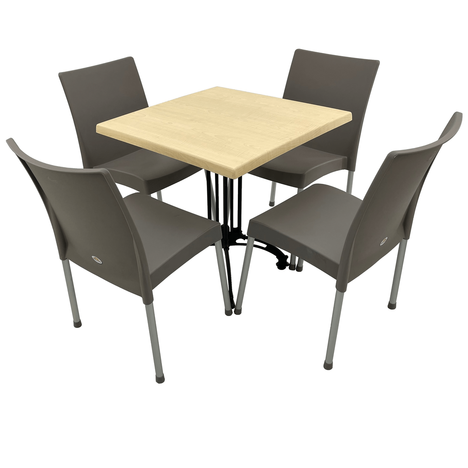 Agma Horeca - Set mobila terasa, 4 scaune ASOS gri si masa patrata ...