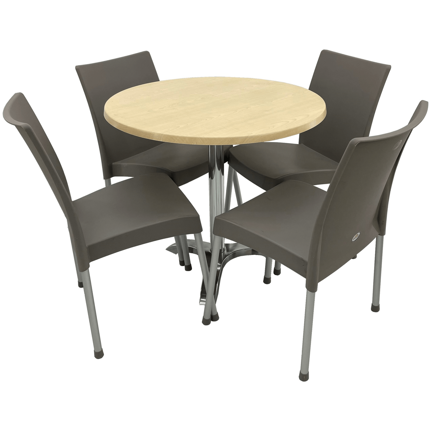 Agma Horeca - Set mobila terasa, 4 scaune ASOS gri si masa rotunda ...