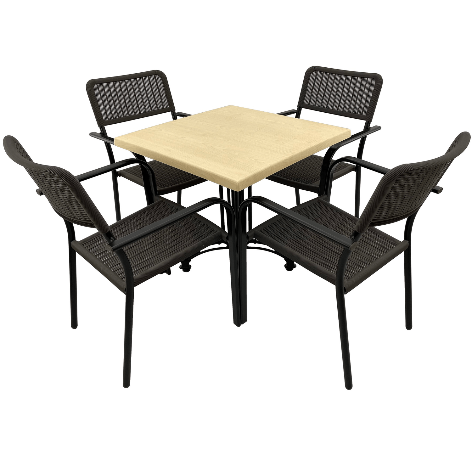 Agma Horeca - Set 4 scaune CAMPMAN cu brate, maro, masa patrata 70x70cm ...