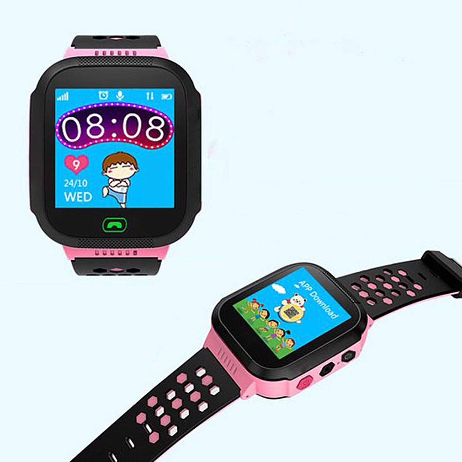 SIKS - Ceas inteligent roz pentru copii, slot card microSIM, functie ...