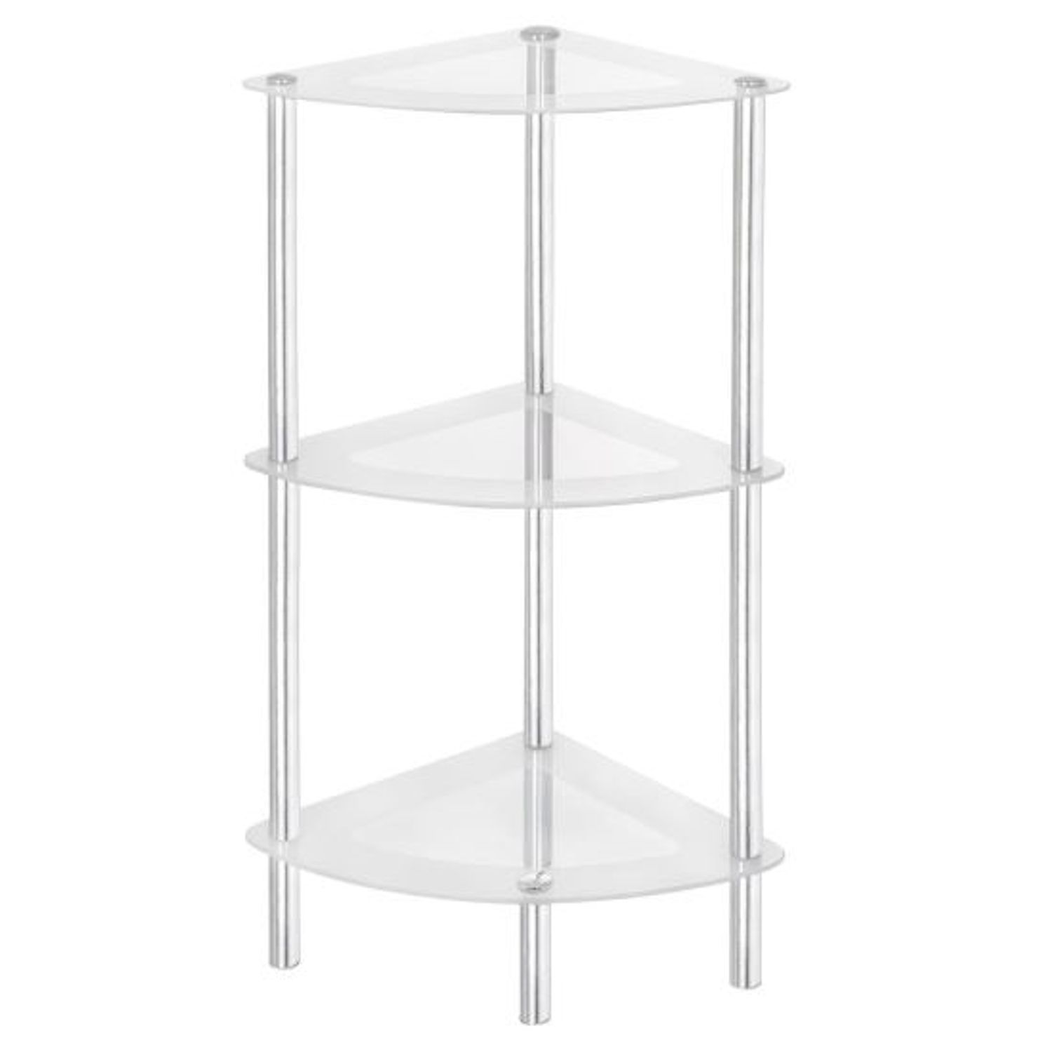 Springos - Etajera, raft, de colt, metal si sticla,3 polite ...