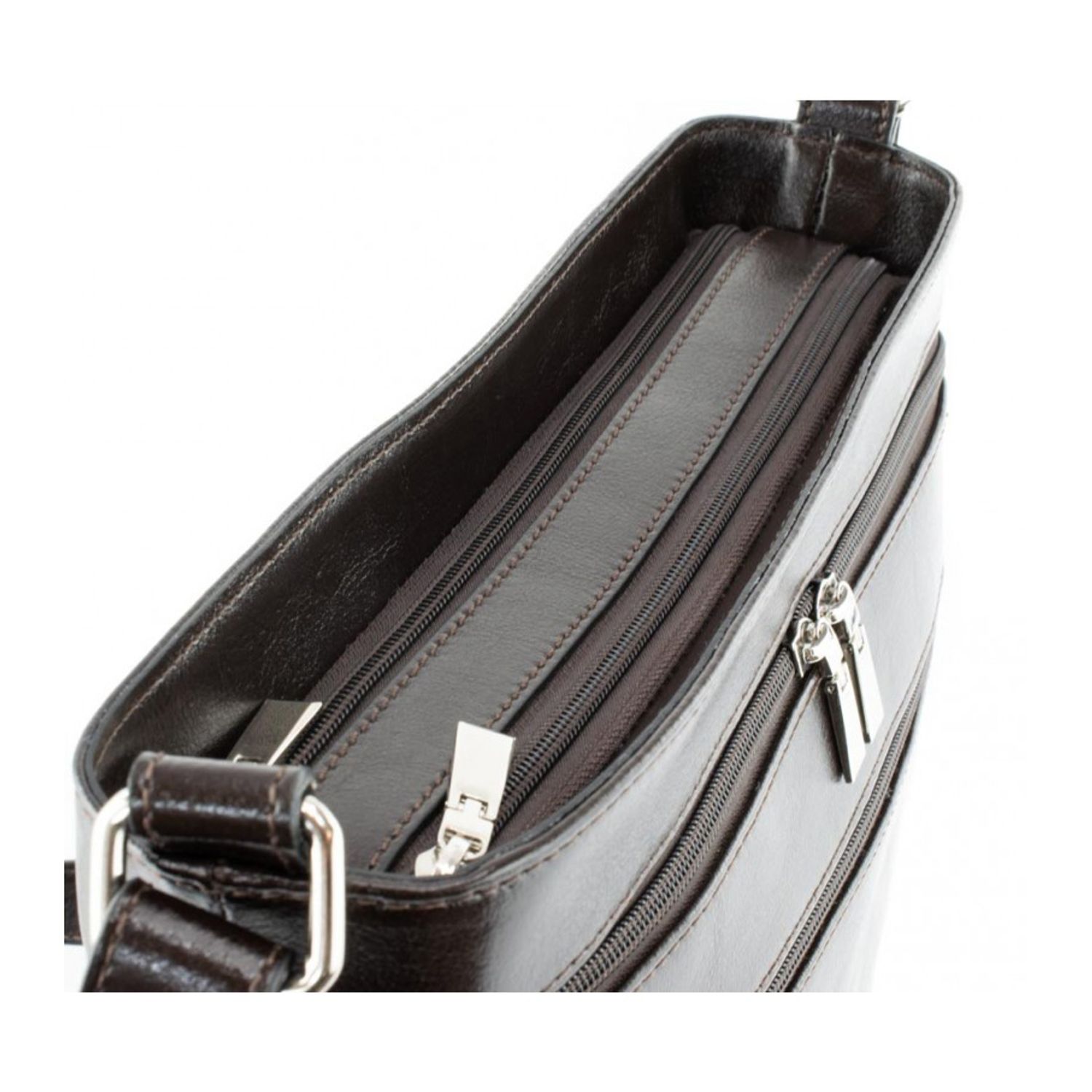 Magazinul De Genti - Geanta de umar cu fermoare, din piele naturala ...