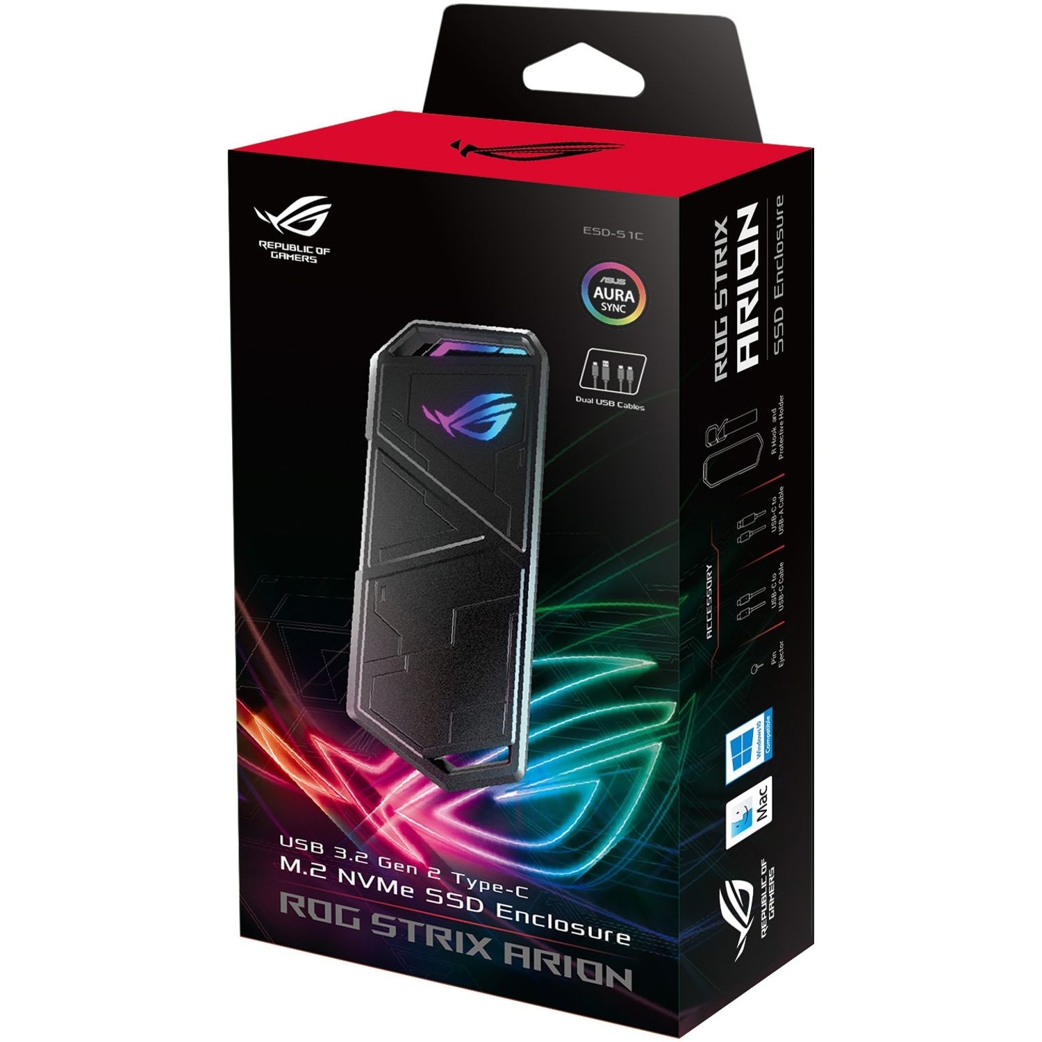 ASUS - Rack extern Asus ROG Strix Arion, compatibil SSD NVMe M2, USB 32 ...