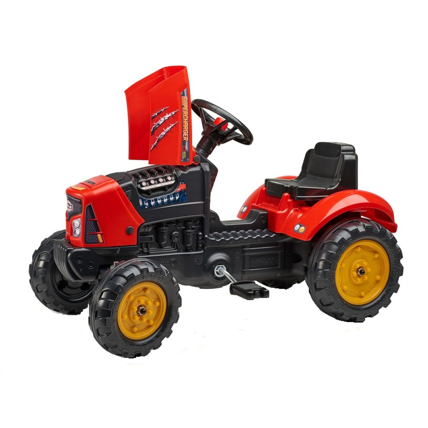 Falk - Tractor Falk pentru copii, cu pedale si remorca, rosu - elefant.ro