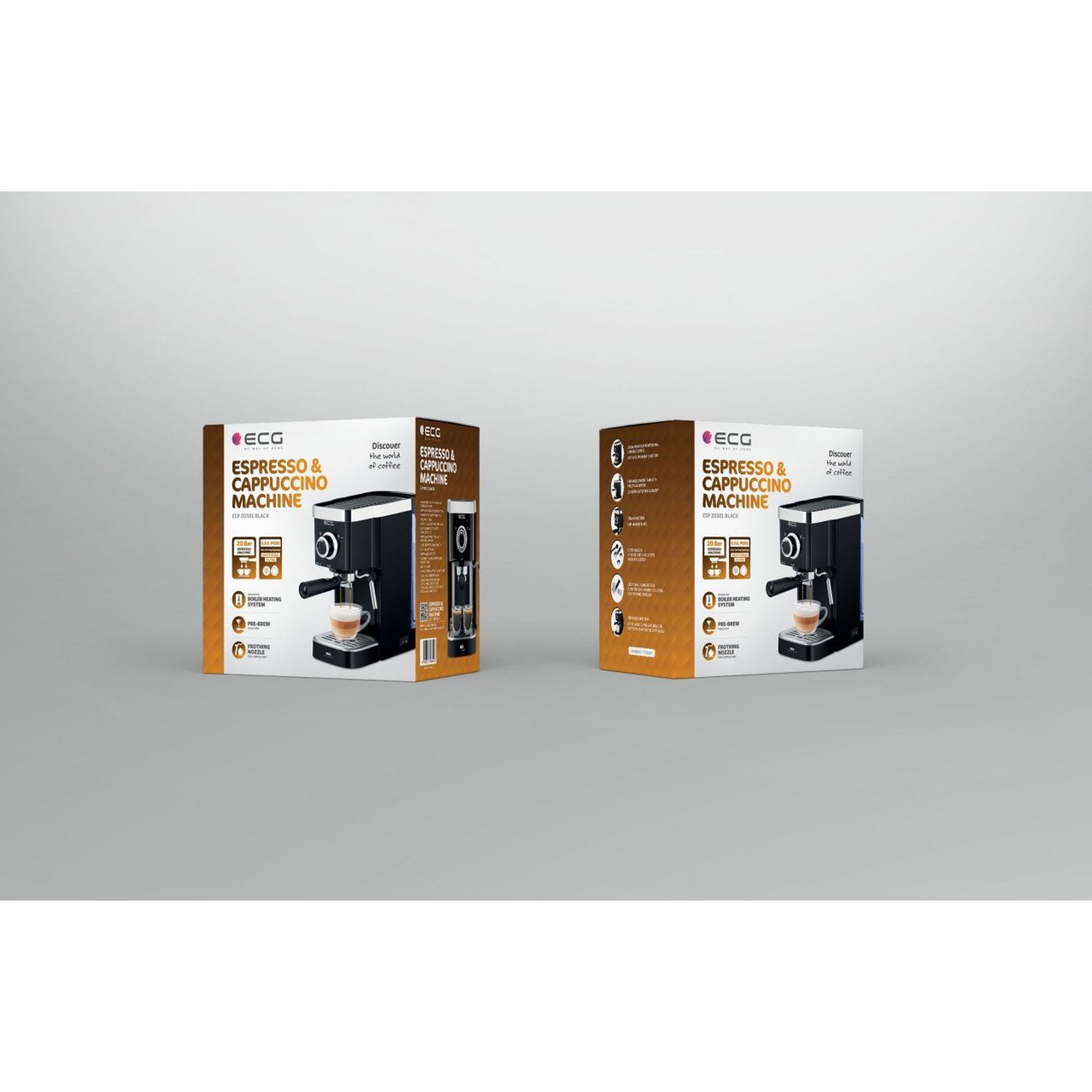 ECG - Espressor manual ECG ESP 20301 Negru, 1450 W,1.25 L, dispozitiv ...