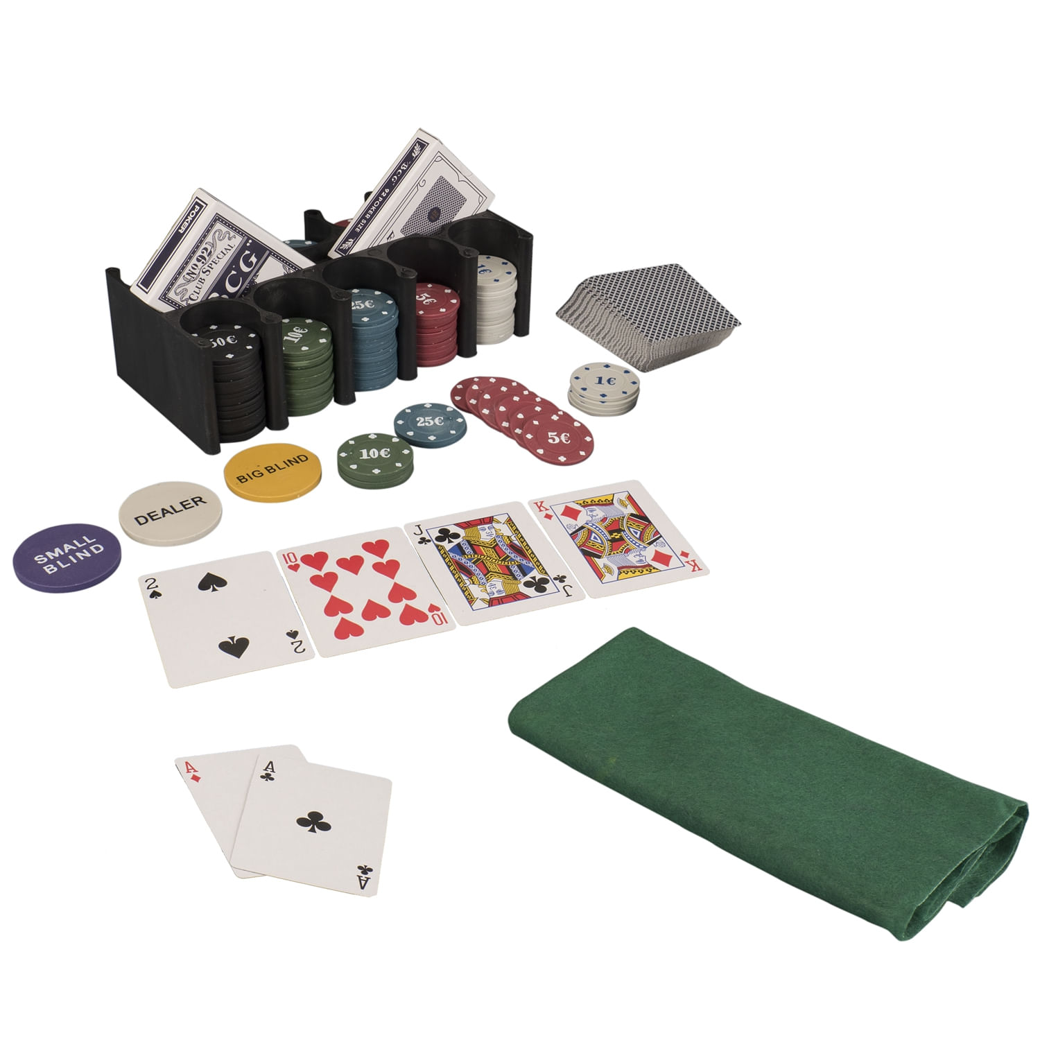 Action One - Set de Poker cu 200 de jetoane, cutie metalica, carti si ...