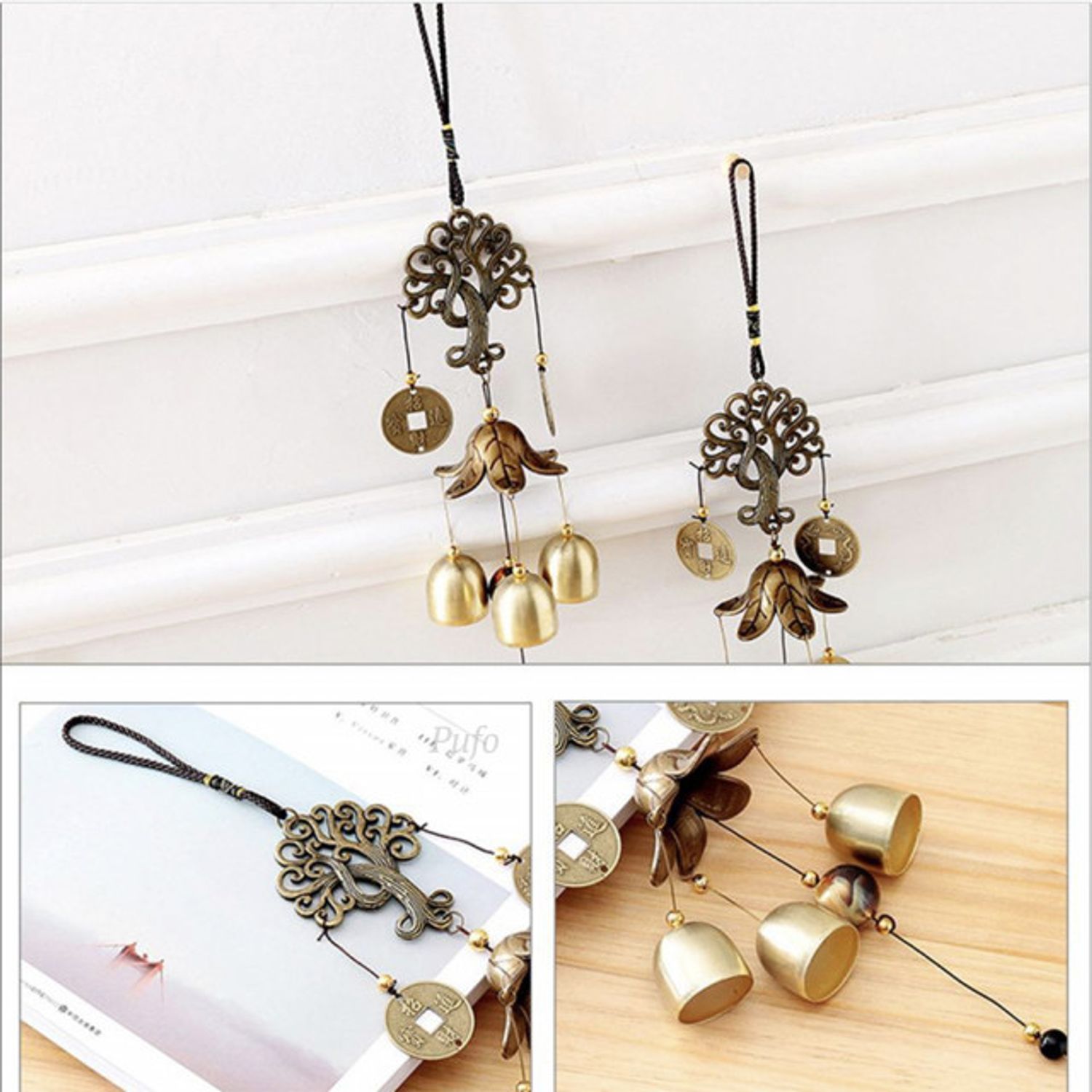 Pufo - Clopotel de vant cu floare de campanula, monede aurii si Copacul ...